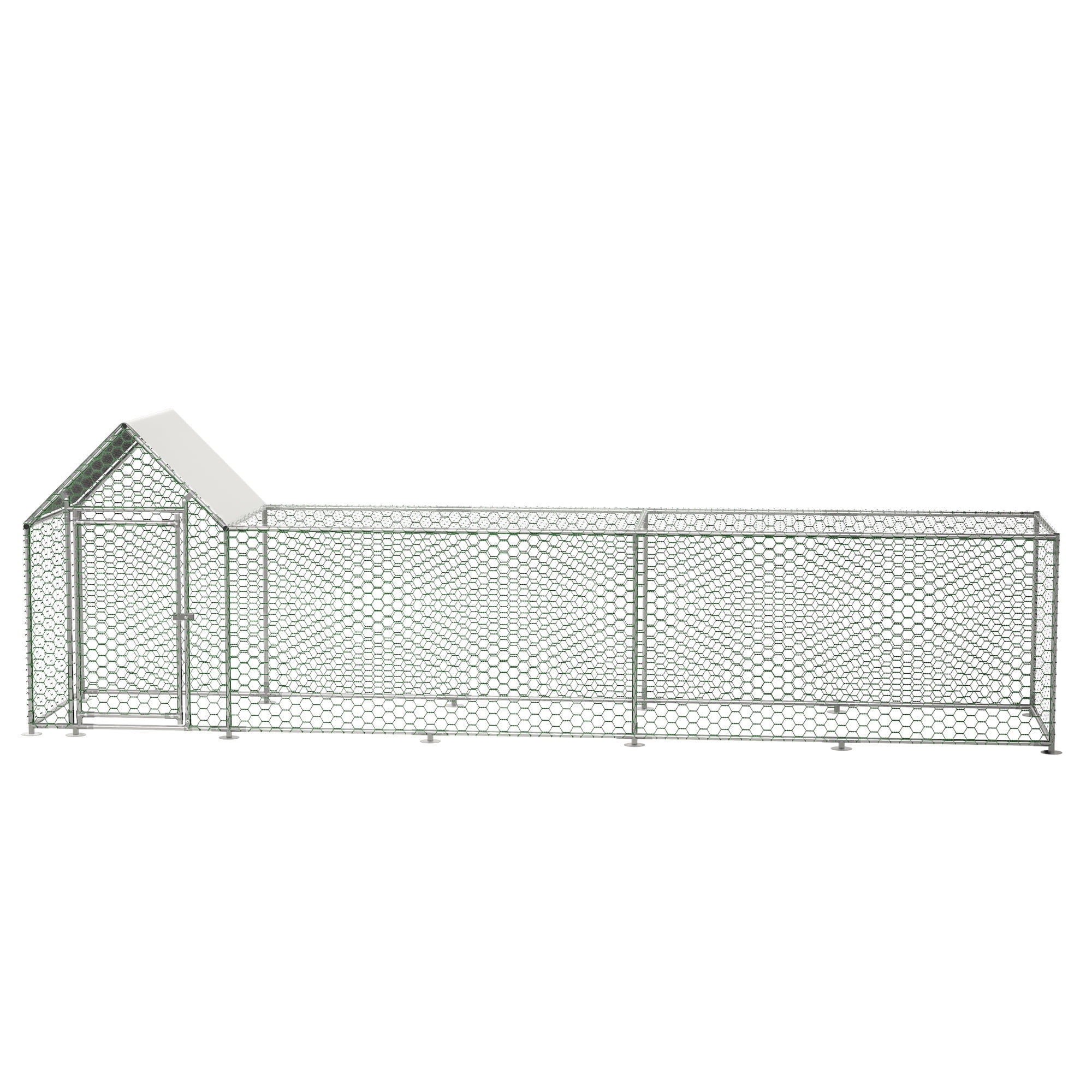 16x3FT Metal Chicken Coop Run with Removable Cover, Lockable Door ...