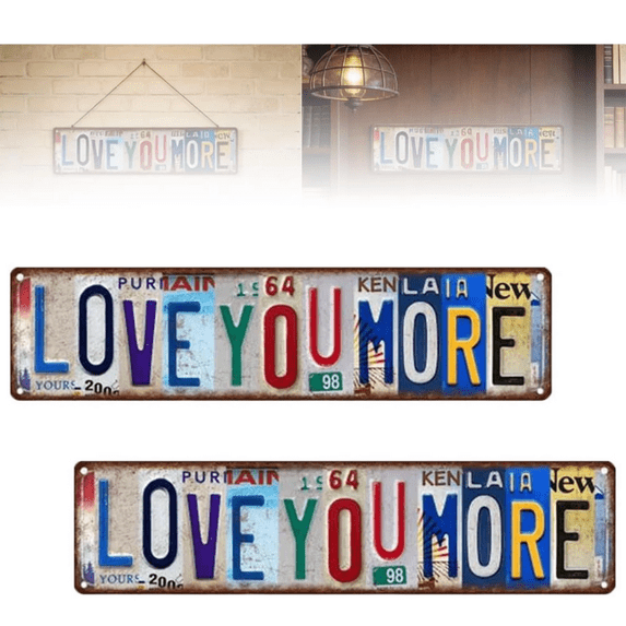 16x4 Inches Love You More Metal Tin Sign – Vintage Street Style Wall ...