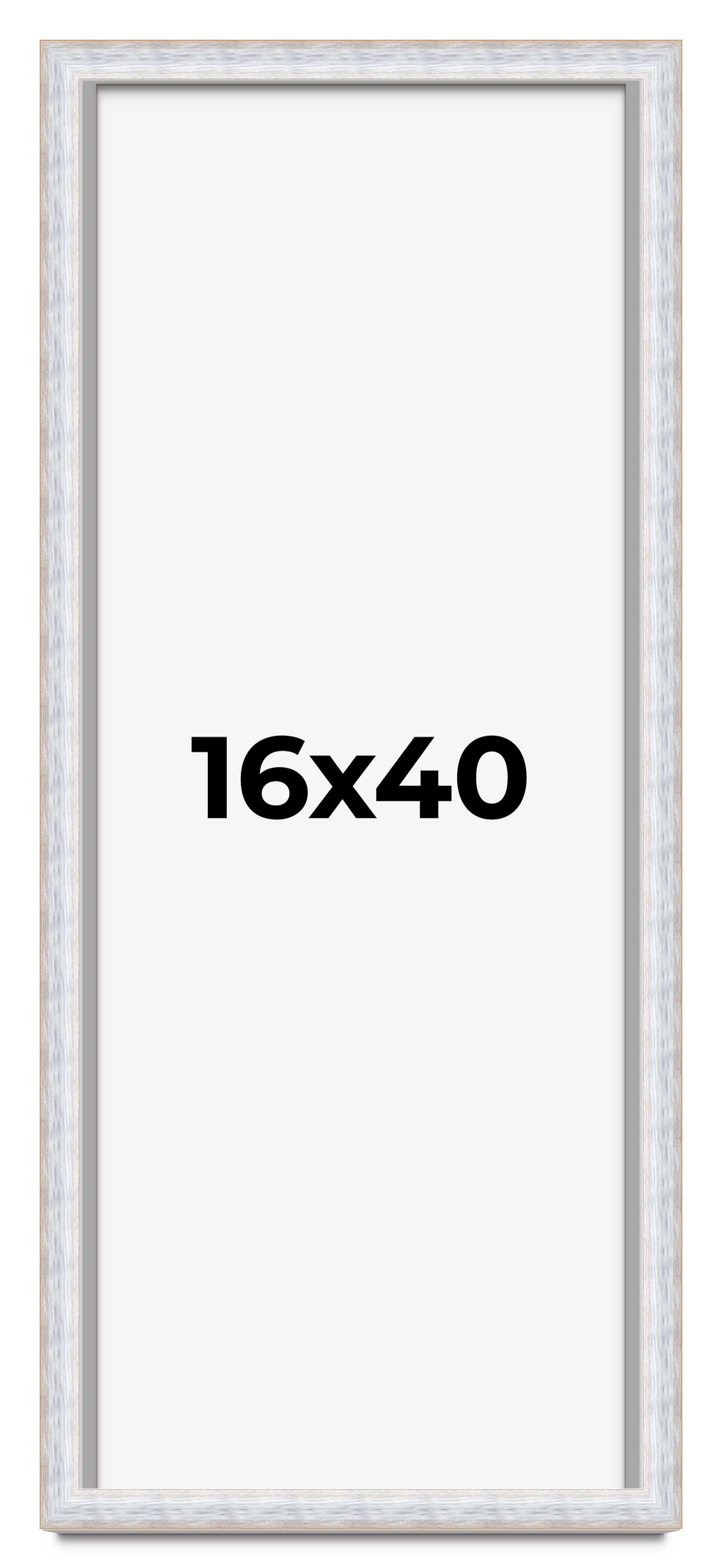16x40 Shadow Box Frame Silver | 1.625 Inches Deep Real Wood ...
