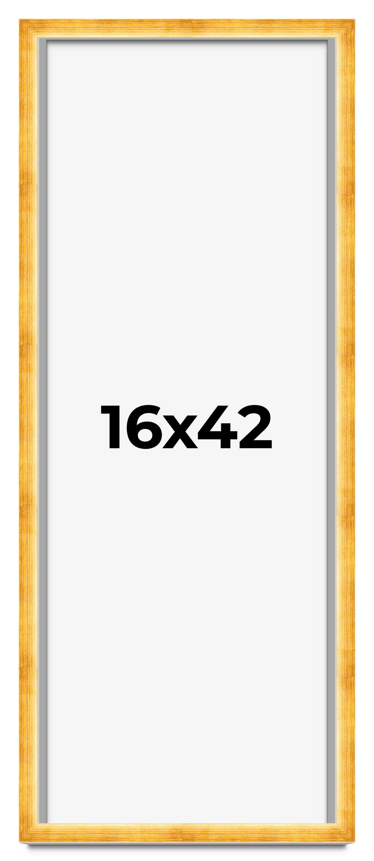 16x42 Shadow Box Frame Gold | 1.625 Inches Deep Real Wood Traditional ...