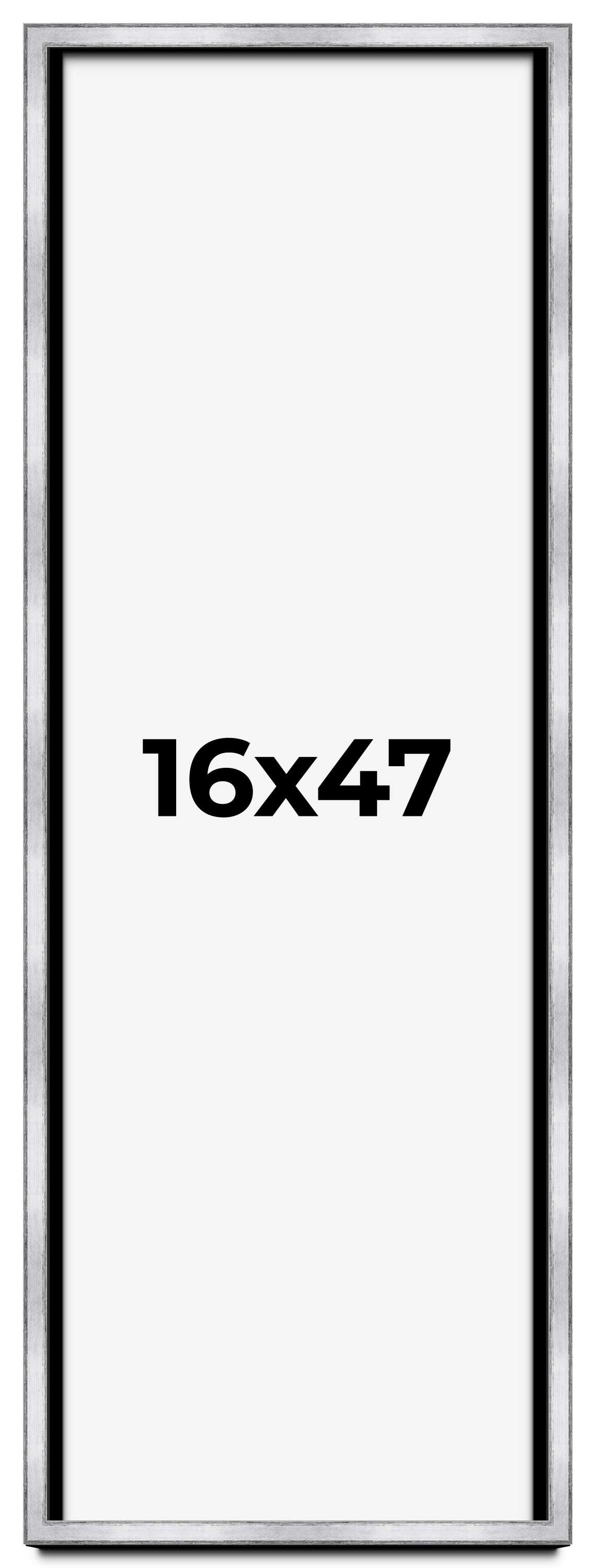 16x47 Shadow Box Frame Silver | 1.375 Inches Deep Real Wood ...