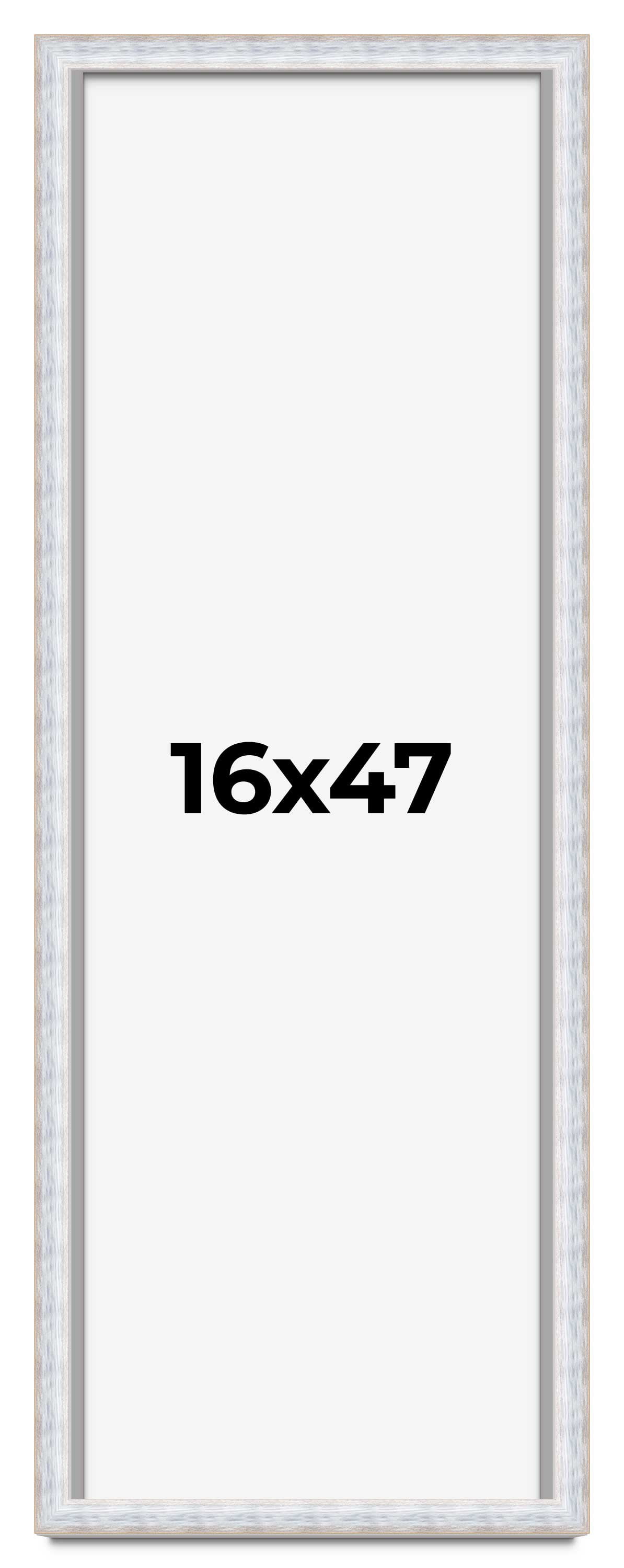 16x47 Shadow Box Frame Silver | 1.625 Inches Deep Real Wood ...