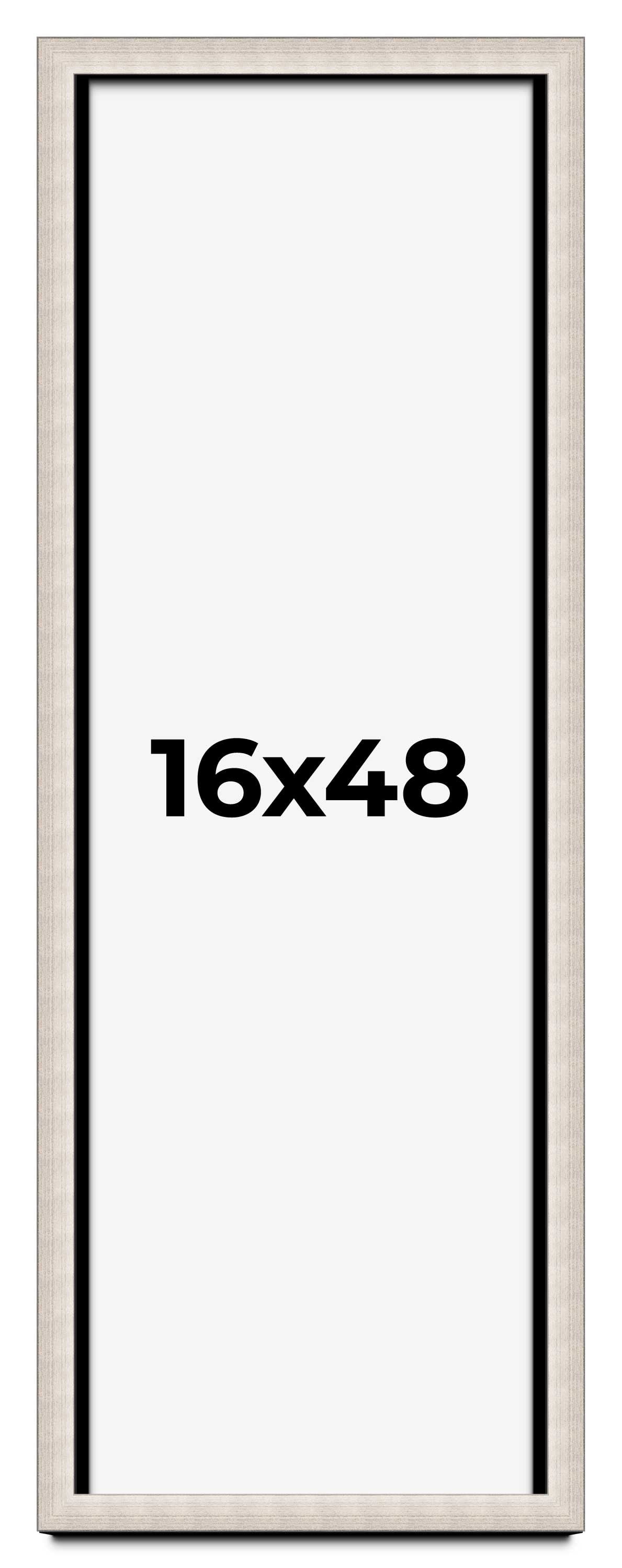 16x48 Shadow Box Brushed Silver | 1.5 Inch Deep | 1.25 Inch Moulding ...