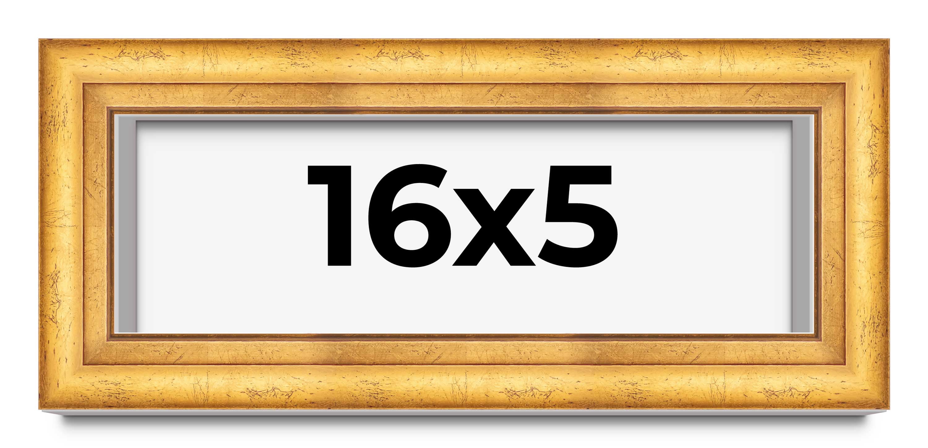 16x5 IN Shadow Box Frame Gold | 1.75 Inches Deep Real Wood Traditional ...