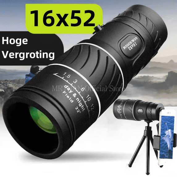 16x52 Monocular Telescope High-Power Dual Focus Optical Zoom Scope High ...