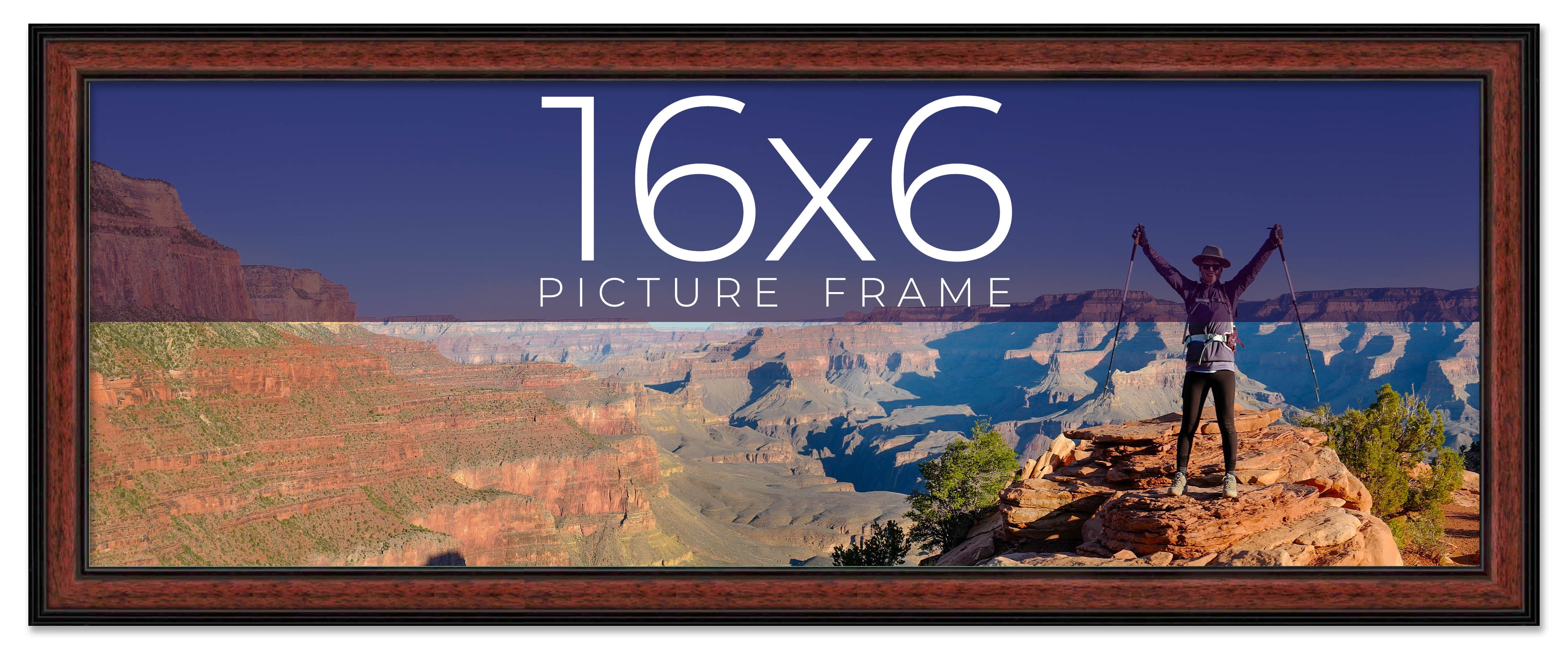 16x6 Frame Executive Brown Round Mahogany Finish Solid Wood Picture ...