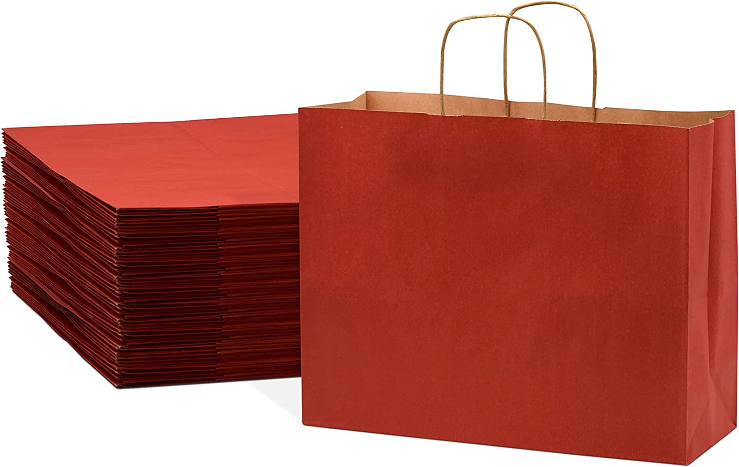 16x6x12 50 Pack Large Red Gift Bags with Handles, Christmas Paper Gift ...
