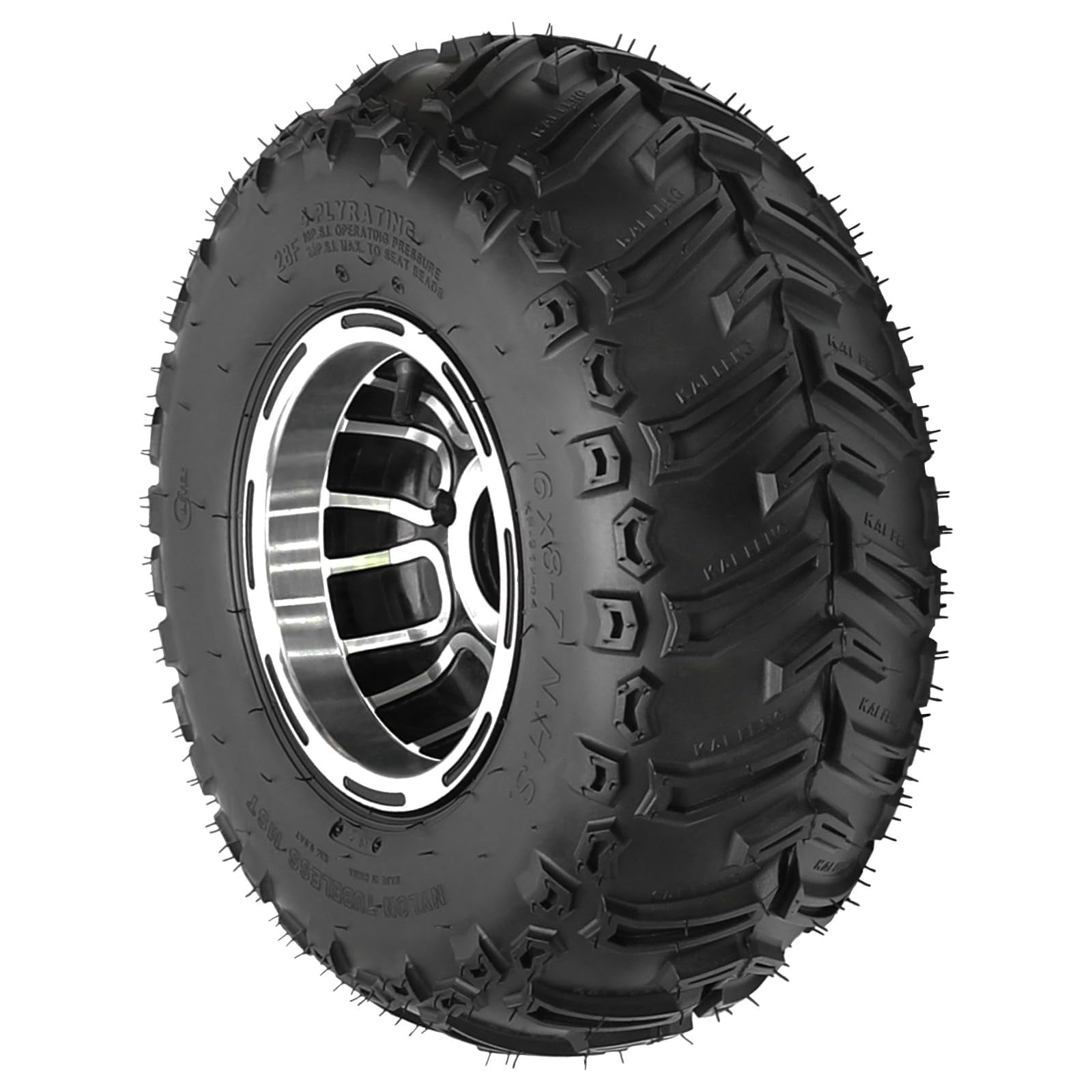 16x8-7 ATV Tire with Aluminum Rim, 16x8x7 Go-Kart Quad Tire,4 PR ...