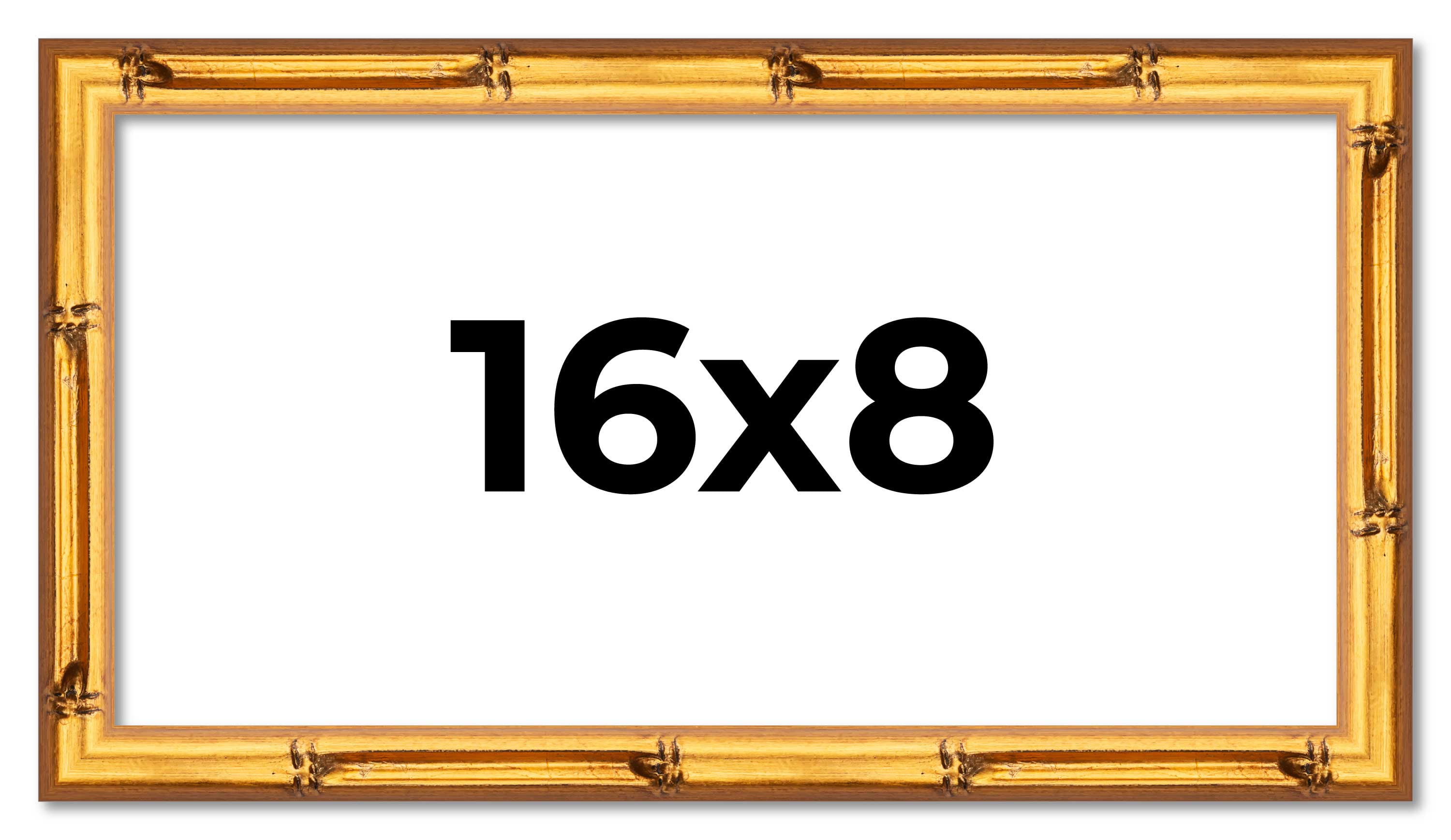 16x8 Frame Gold Bamboo Solid Wood Picture Frame | 1 Inch Moulding Width ...