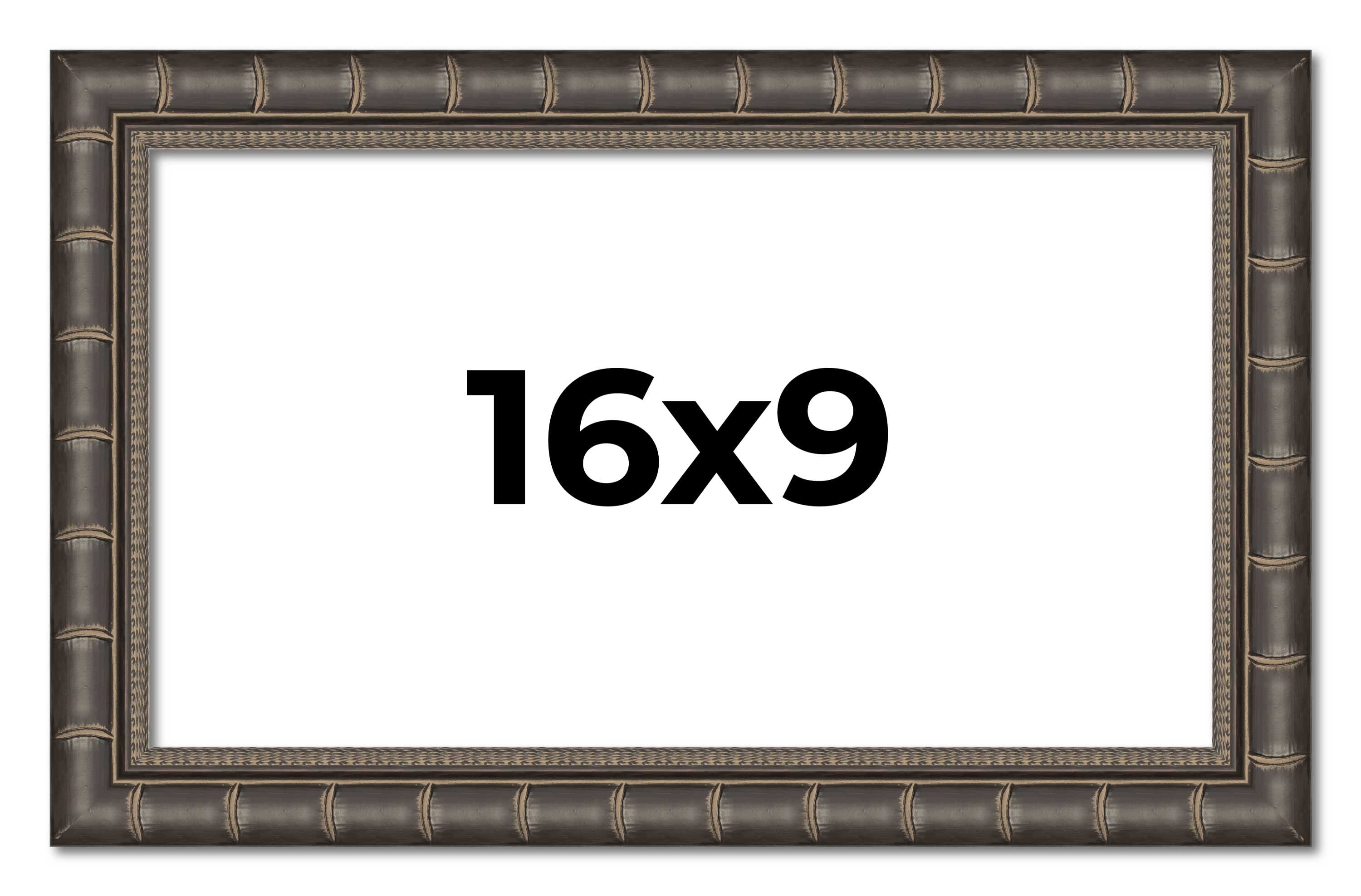 16x9 Frame Black Bamboo Solid Wood Picture Frame Width 1.5 Inches ...
