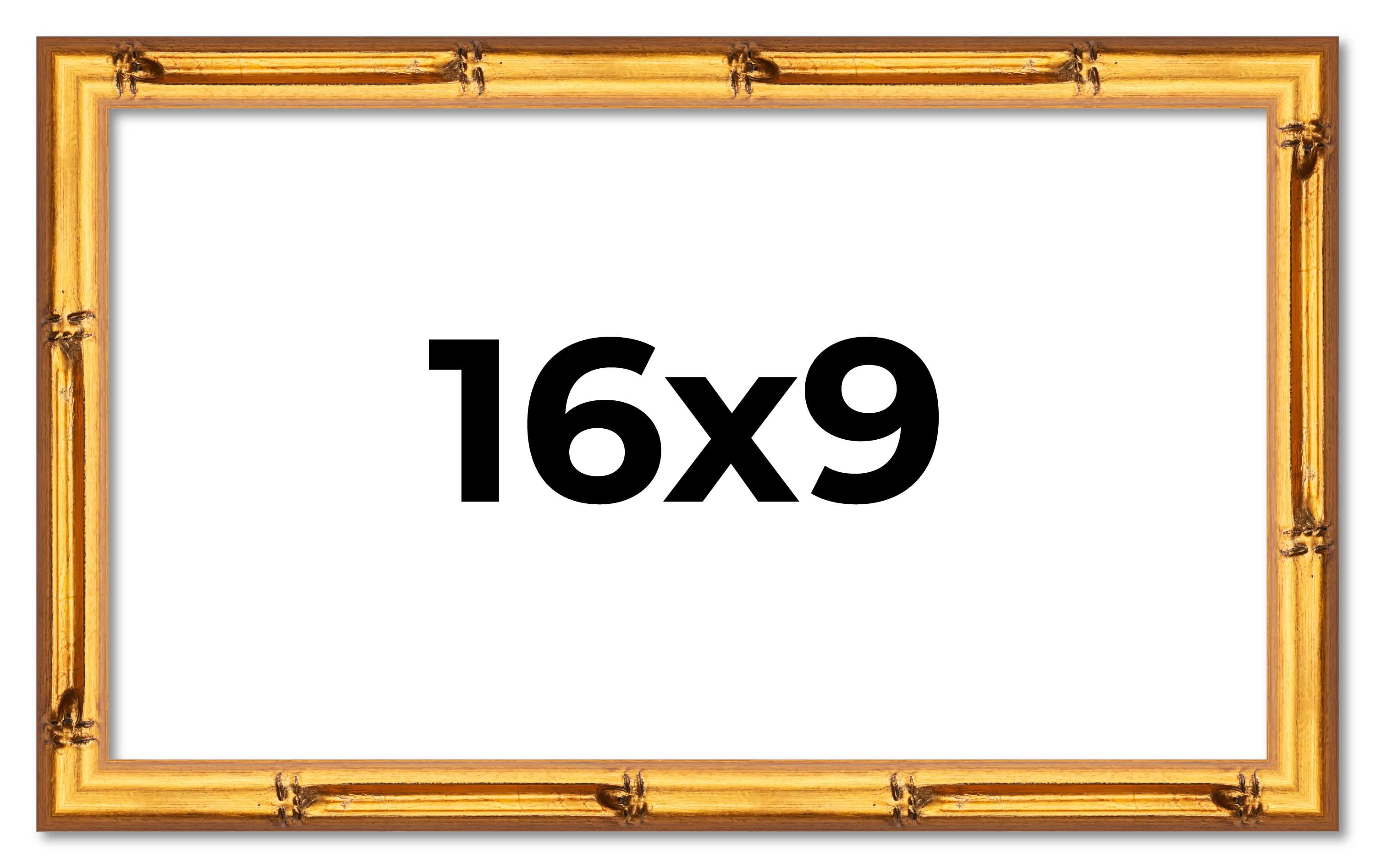 16x9 Frame Gold Bamboo Solid Wood Picture Frame | 1 Inch Moulding Width ...