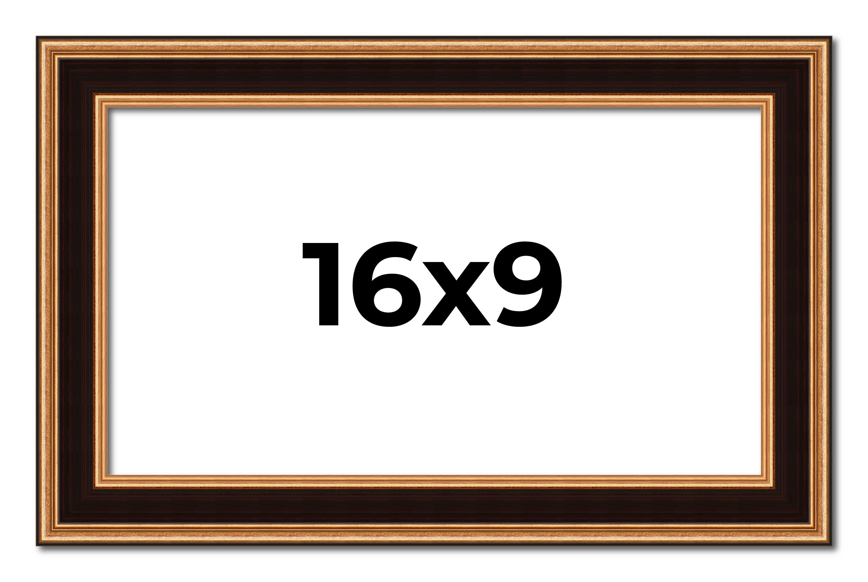 16x9 Frame Gold Real Wood Picture Frame Width 1.75 inches | Interior ...