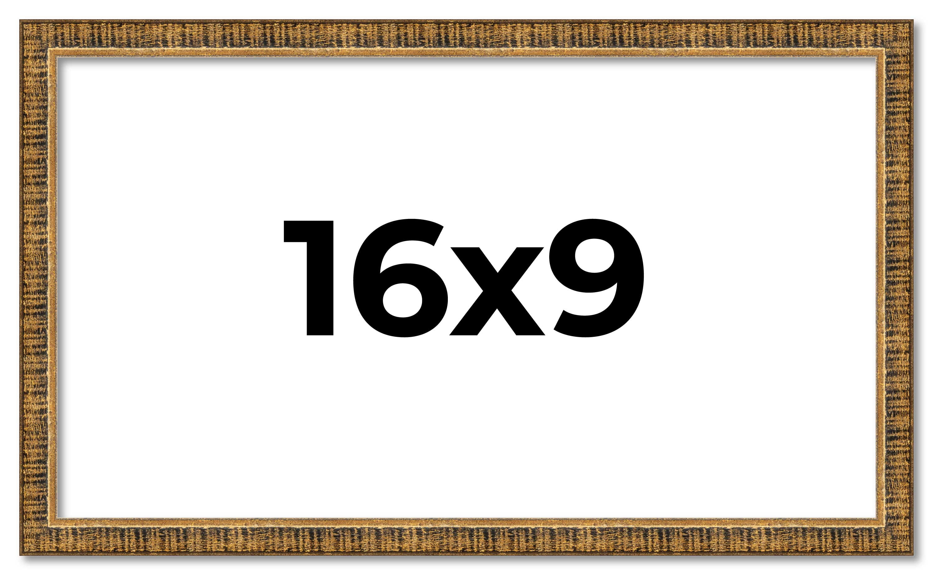 16x9 Frame Gold Solid Wood Picture Frame - Complete Modern Photo Frame ...