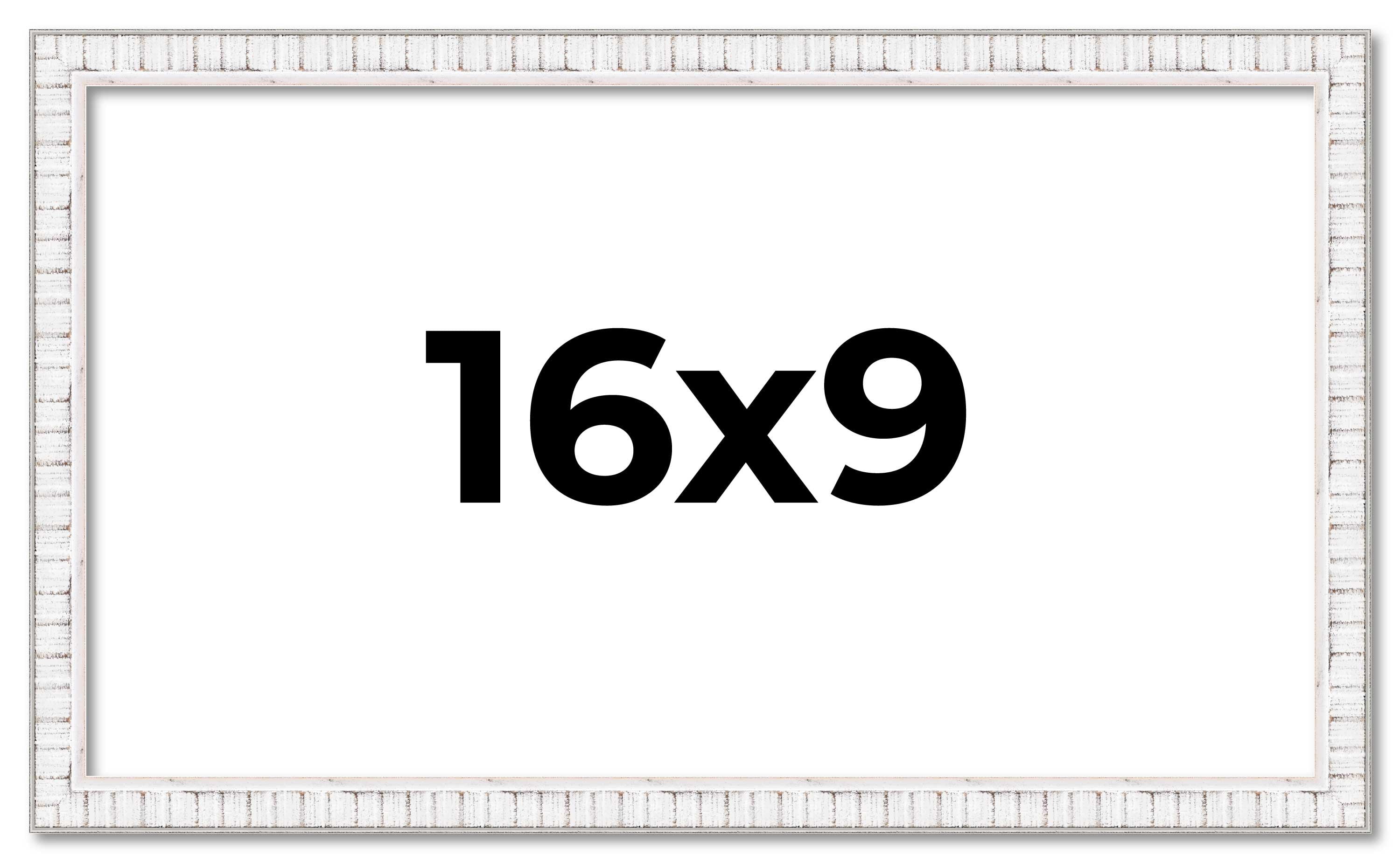 16x9 Frame White Scuffed Rustic Solid Wood Picture Frame | 0.75 Inch ...