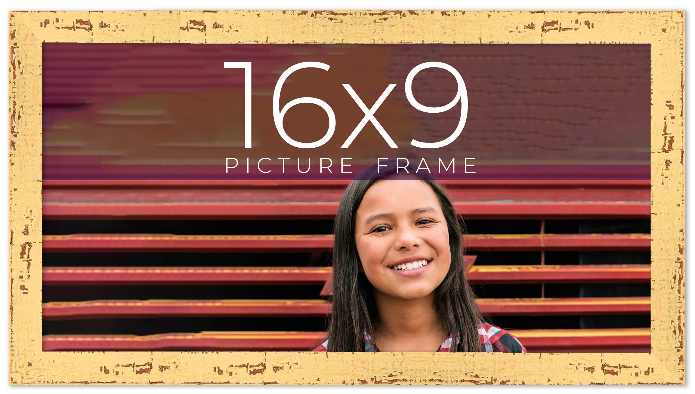 16x9 Frame Yellow Real Wood Picture Frame Width 1.25 inches | Interior ...