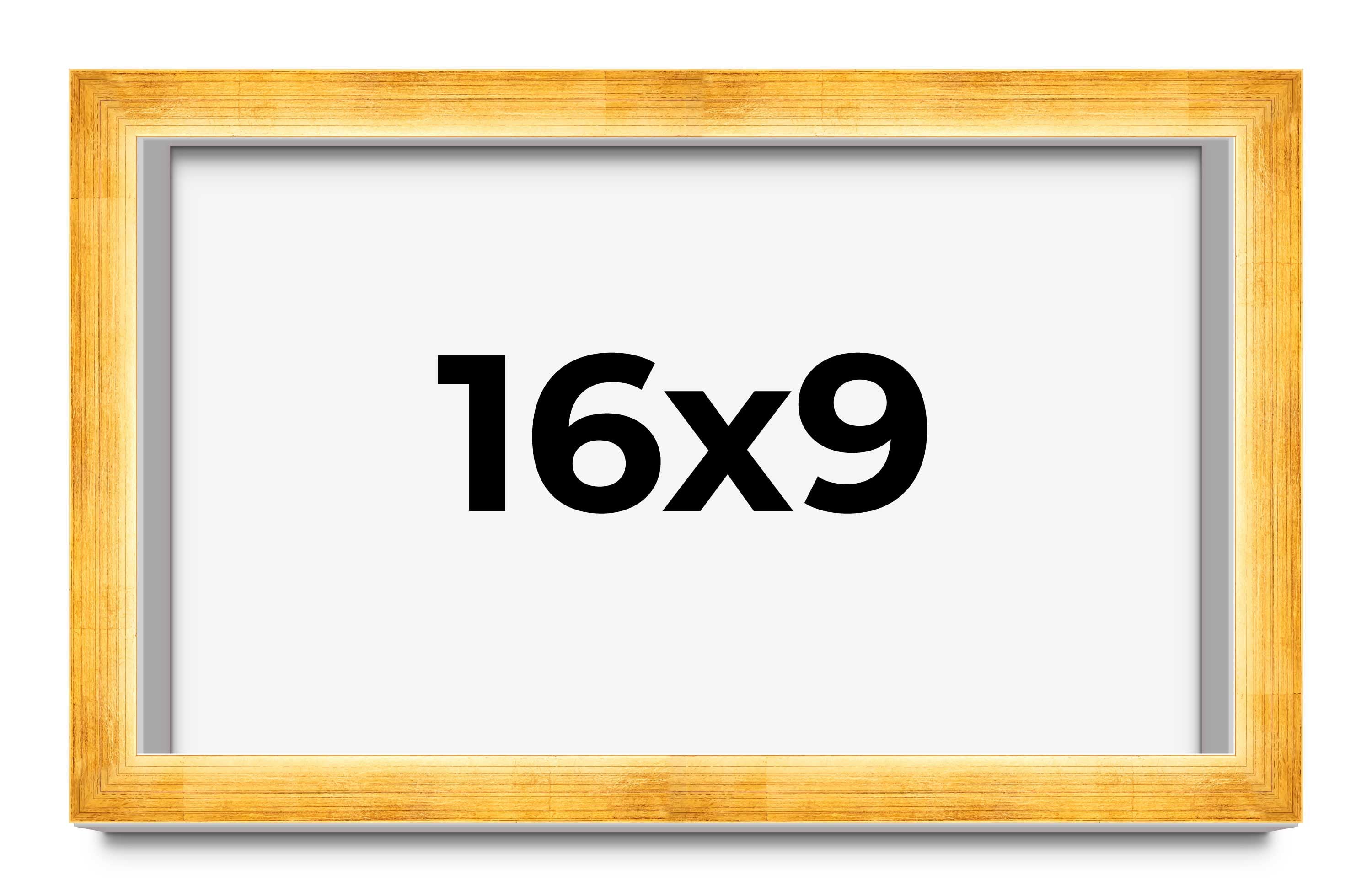 16x9 Shadow Box Frame Gold | 1.625 Inches Deep Real Wood Traditional ...