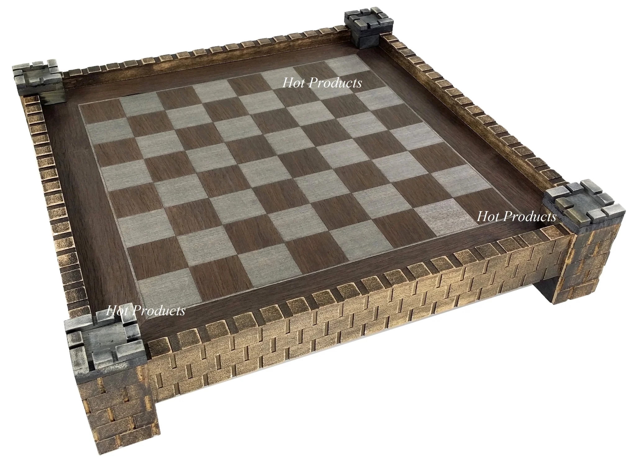 17 1/2 Medieval Times Fortress / Castle Chess Board 1 9/16 Squares ...