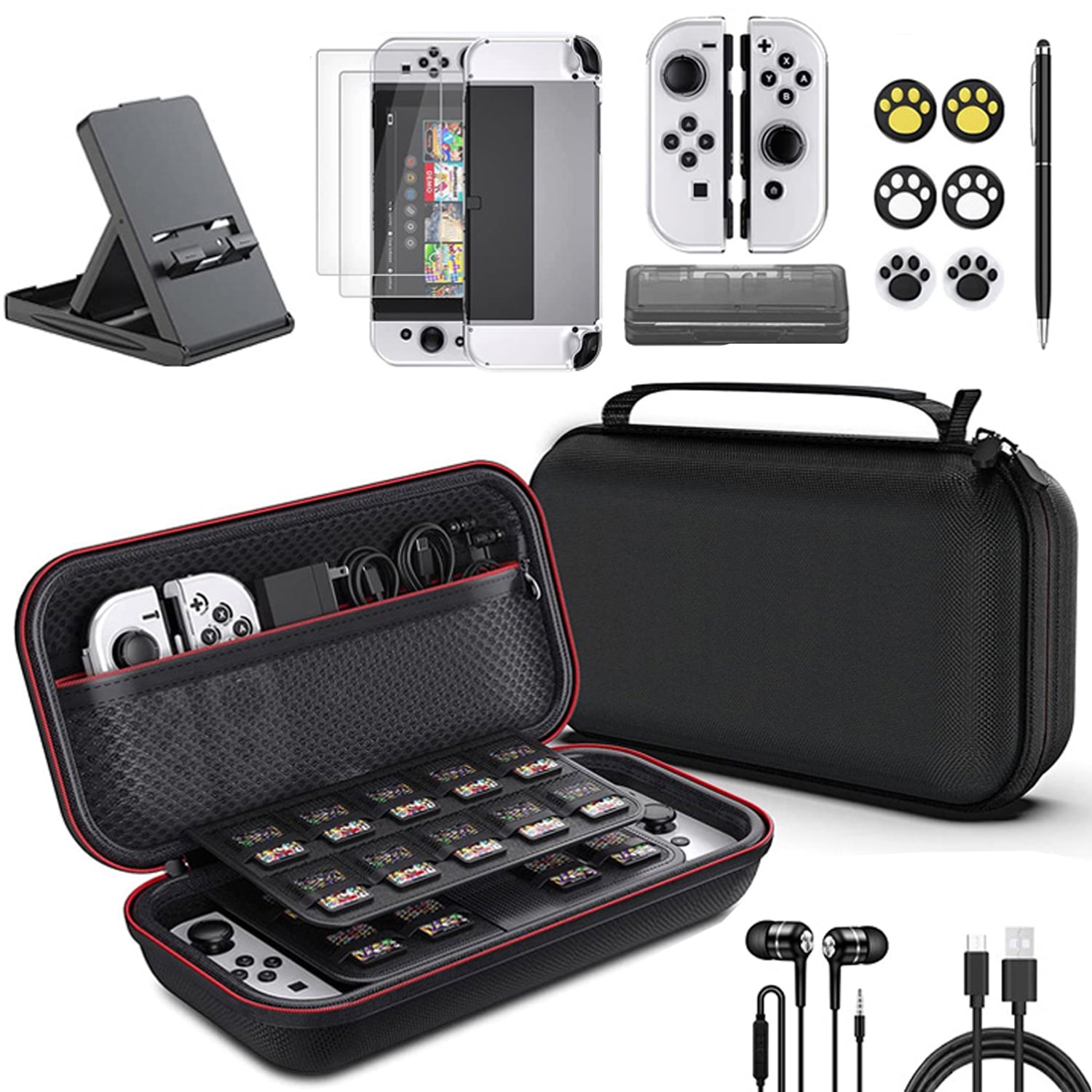 17 in 1 Bundle for Nintendo Switch OLED 2021: Carry Case, Hard Cover ...