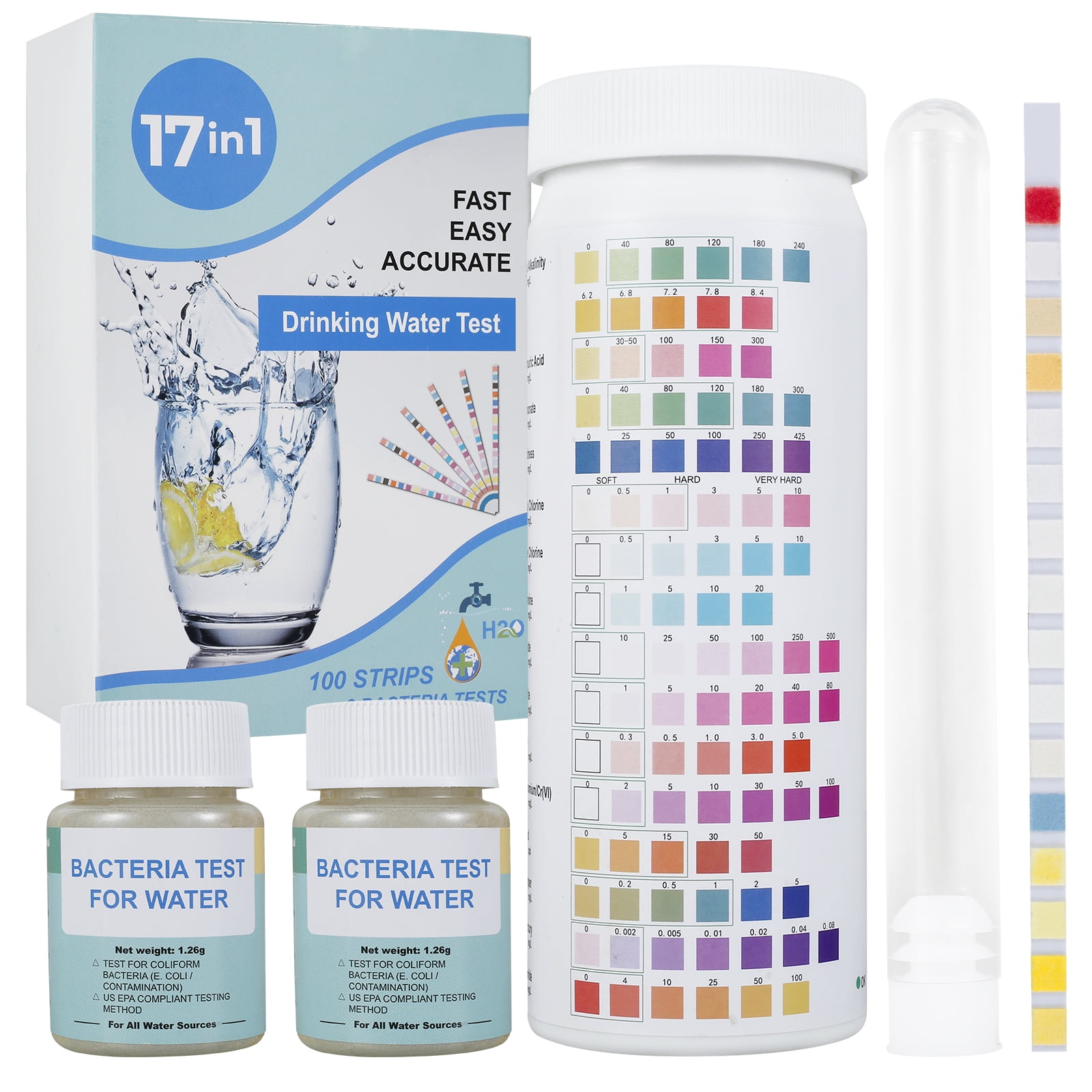 17 in 1 Drinking Water Test Kit, 100 Strips, Home Water Quality Testing ...