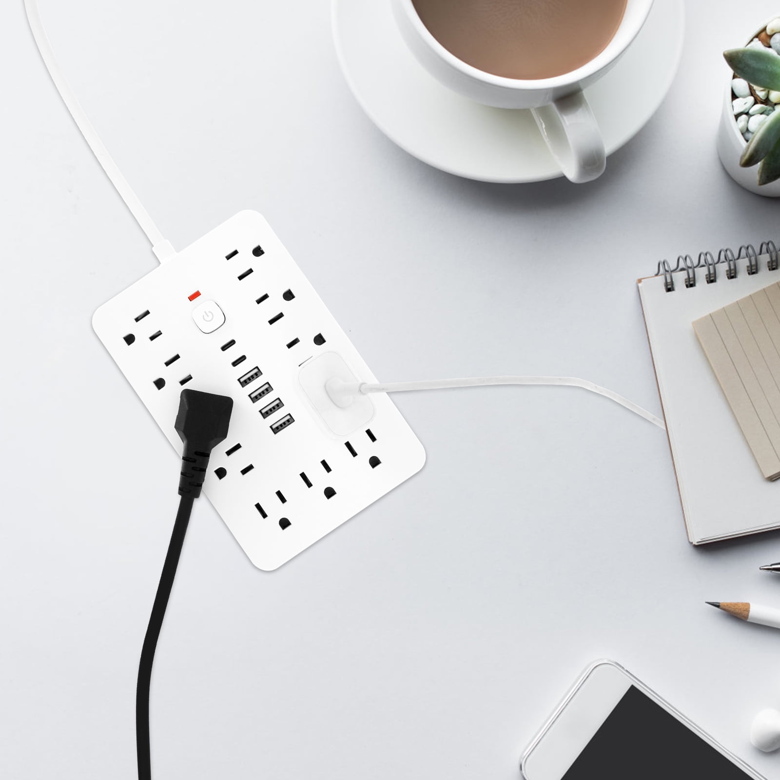 17 in 1 Surge Protector Power Strip Flat Plug Power Strip with USB ...