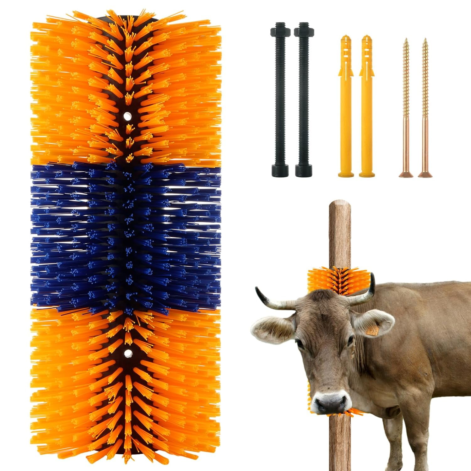17.1 x 7.8 Inch Livestock Scratching Brush with 2 Screws Horse Brushes ...