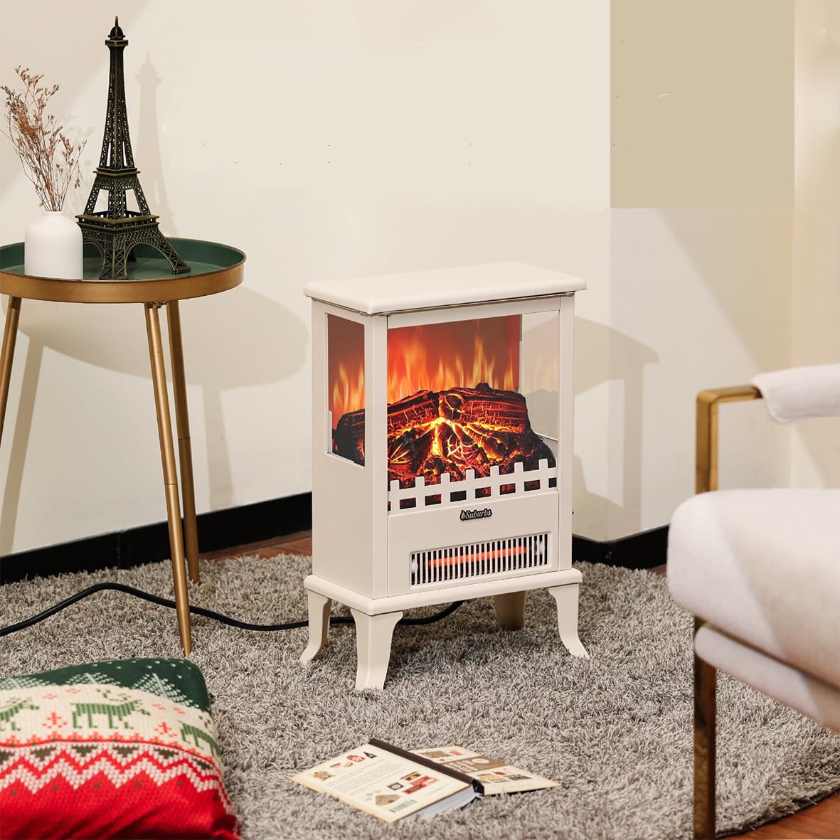 17" 1500W Infrared Electric Fireplace Stove, 3-Sided View, Realistic ...