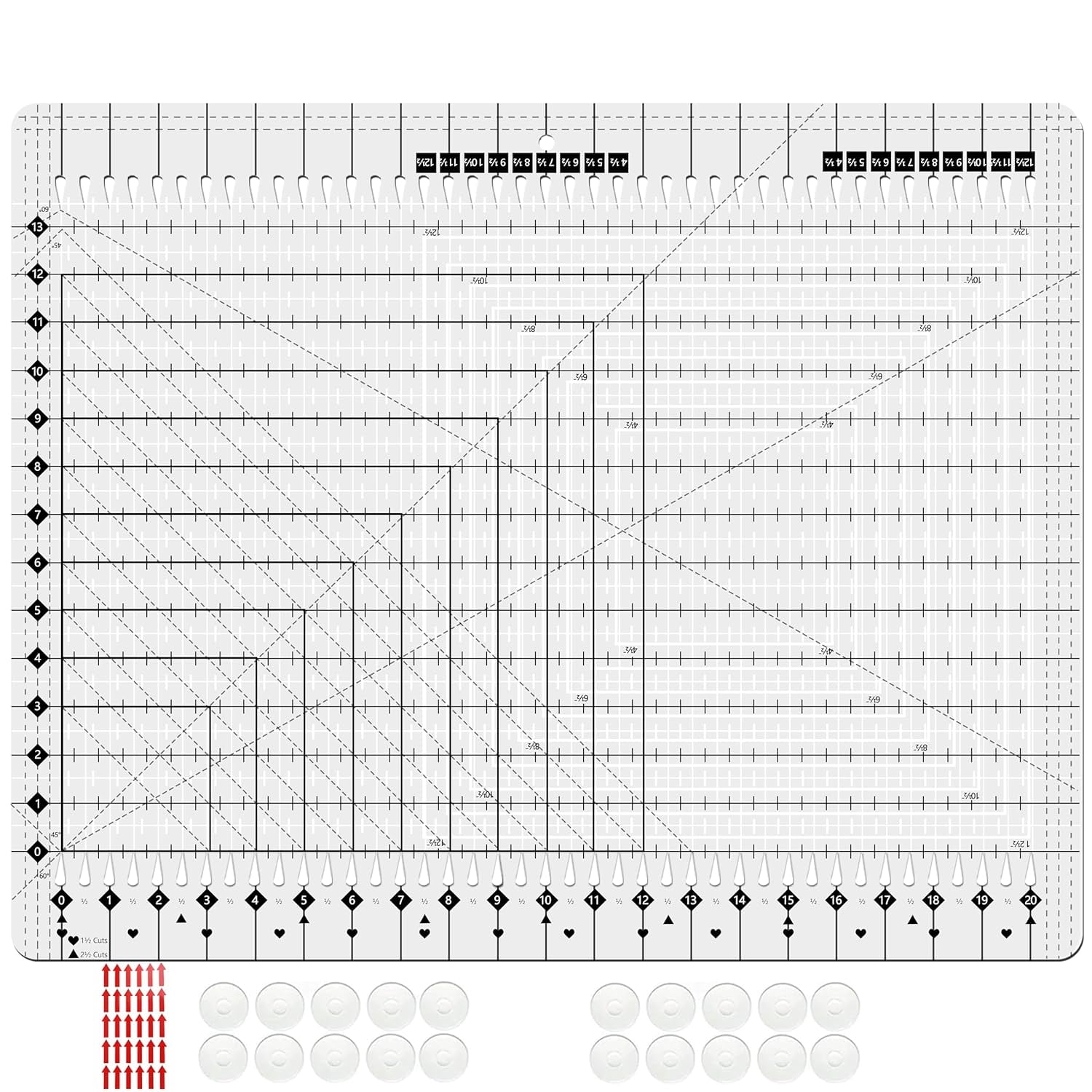 17-3/4 "x 22" Extra Large Slotted Quilting Ruler, Particularly Precise ...