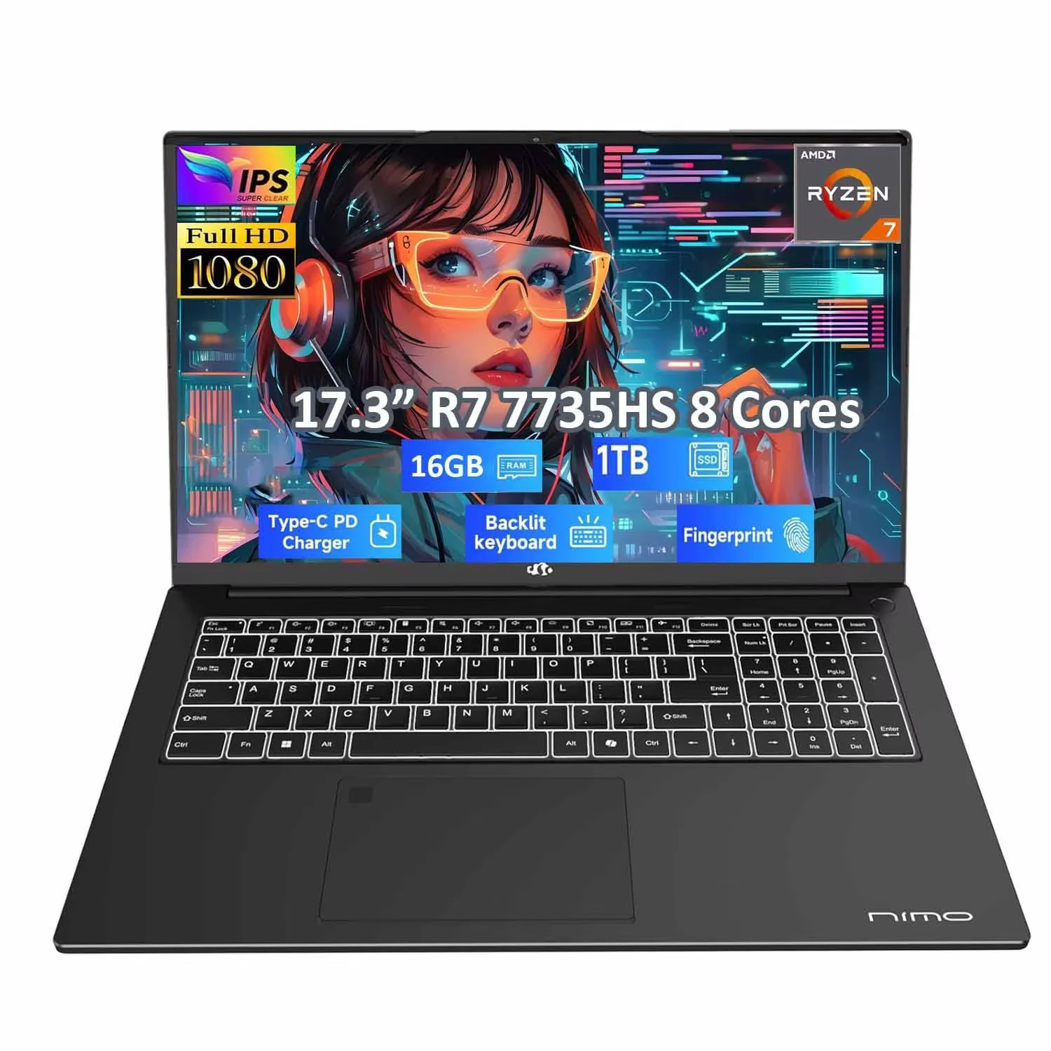 17.3" Business Laptop Gaming-Laptop, AMD Ryzen 7 7735HS (8C/16T, Beats ...