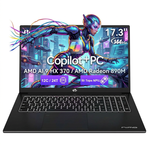17.3" FHD 144Hz AI Laptop 32GB RAM 2TB SSD AMD Ryzen AI 370 (50 TOPS ...