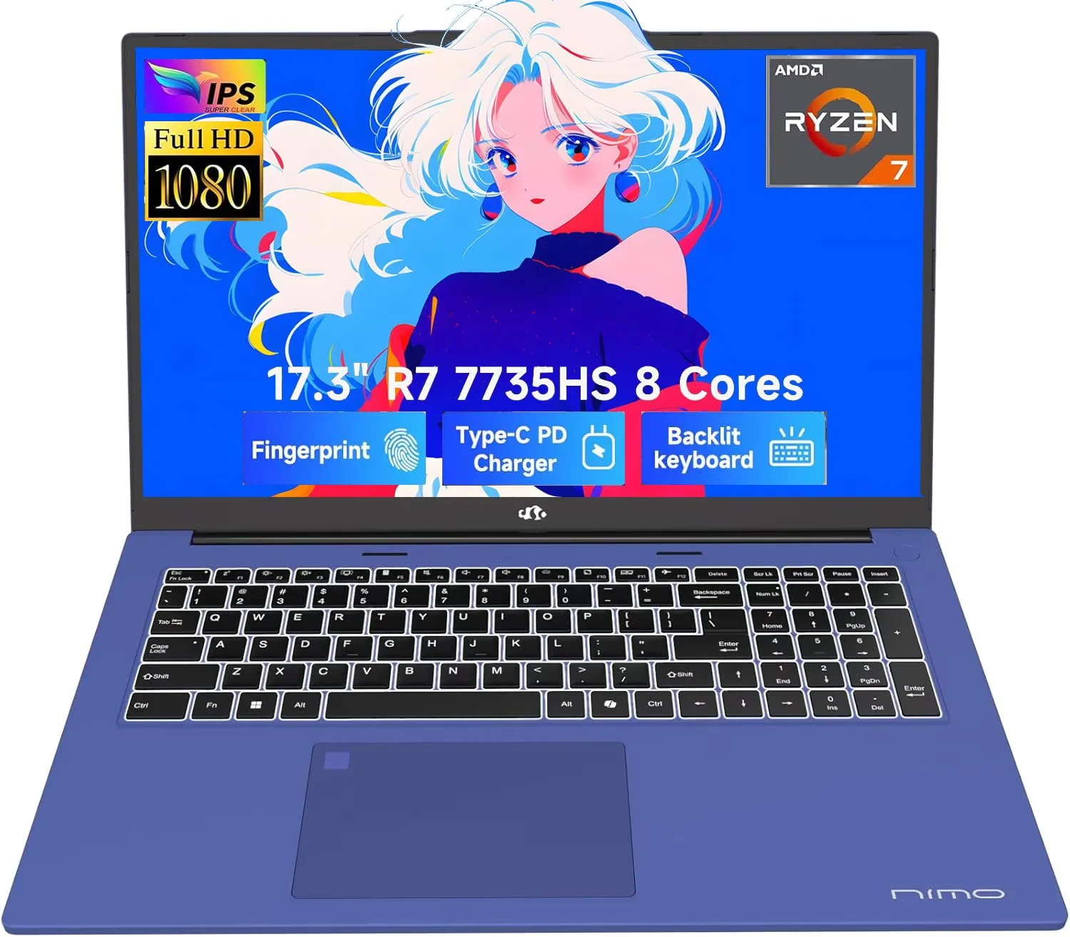 17.3" Gaming Laptop with AMD Ryzen 7 7735HS (Beats i7-12650H） Radeon ...