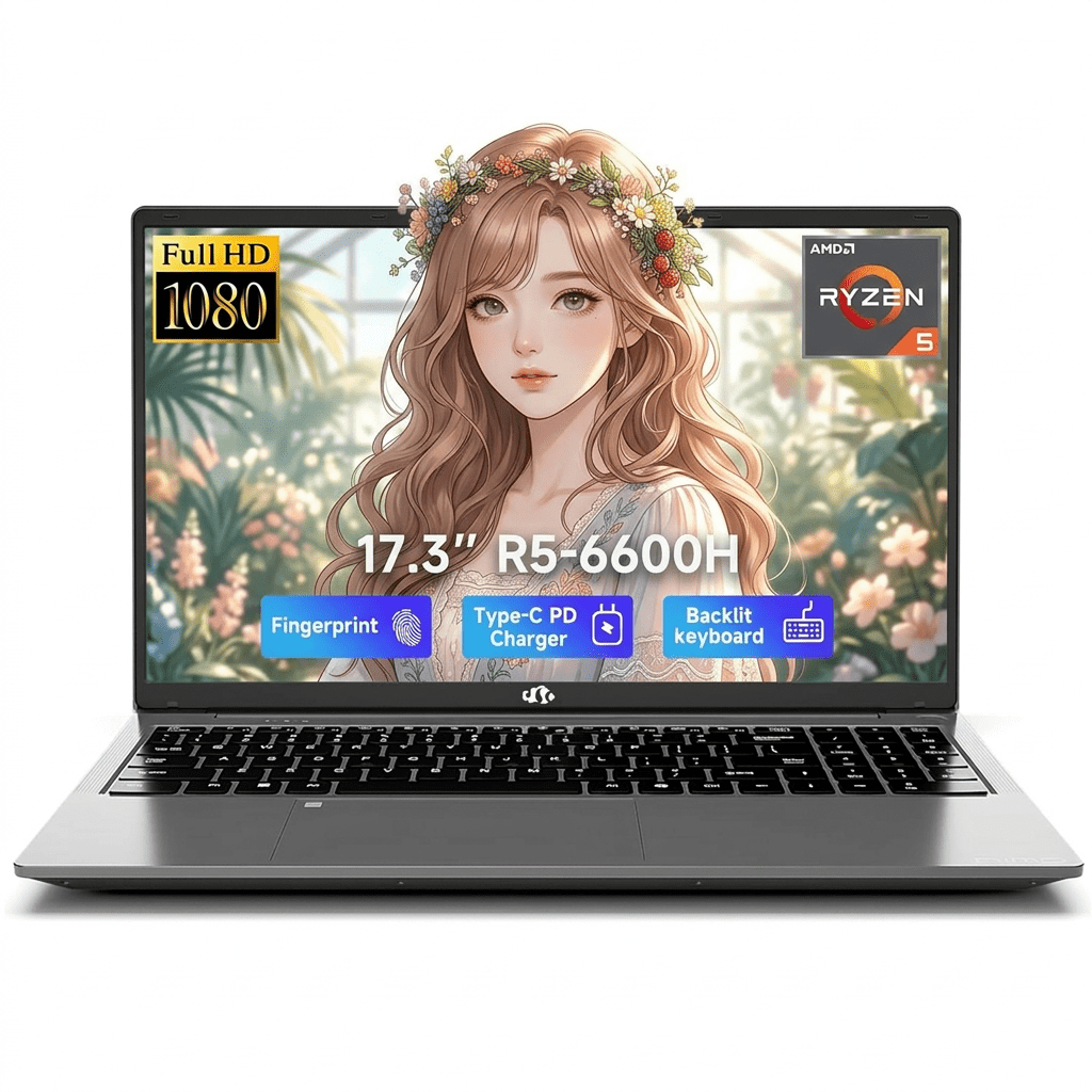 17.3" IPS FHD Gaming Laptop 16GB DDR5 RAM 1TB SSD AMD Ryzen 5 6600H ...