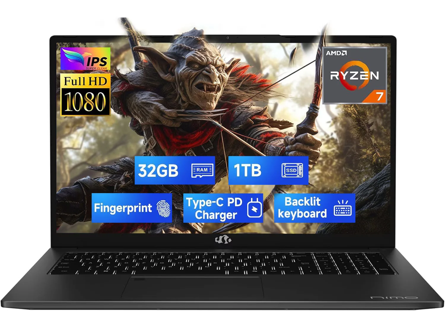 17.3" IPS FHD-Gaming-Laptop, 8 Cores AMD Ryzen 7 6800H 32GB DDR5 RAM ...