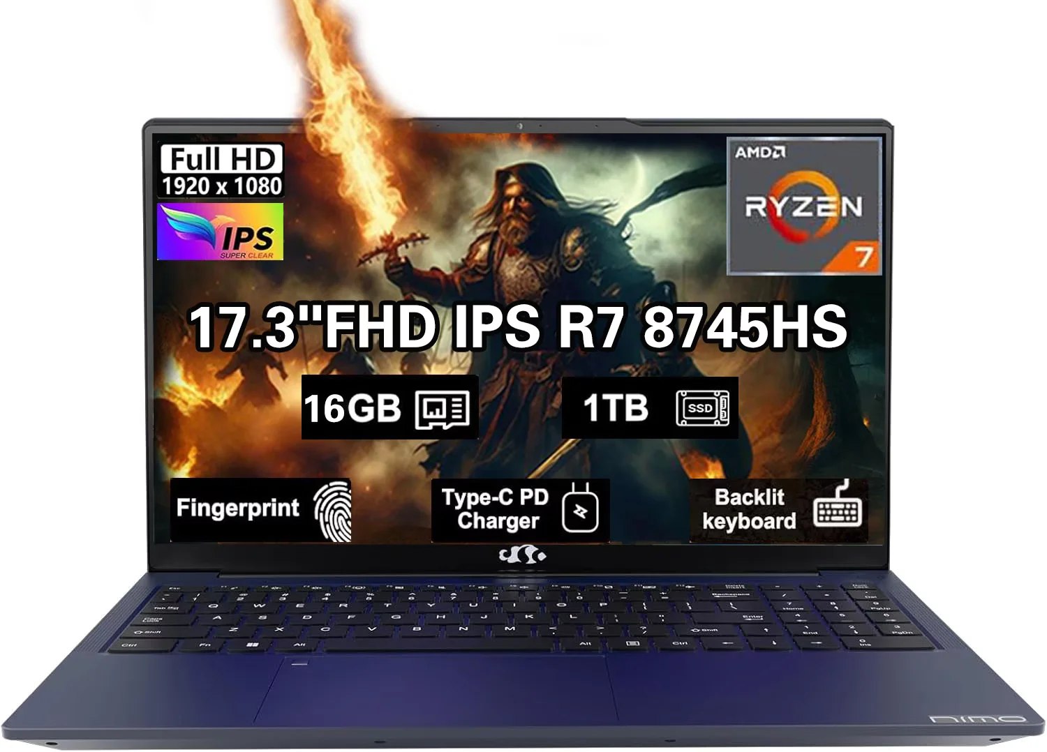 17.3" IPS FHD-Gaming-Laptop, AMD Ryzen 7 8745HS 16GB DDR5 RAM 1TB SSD ...