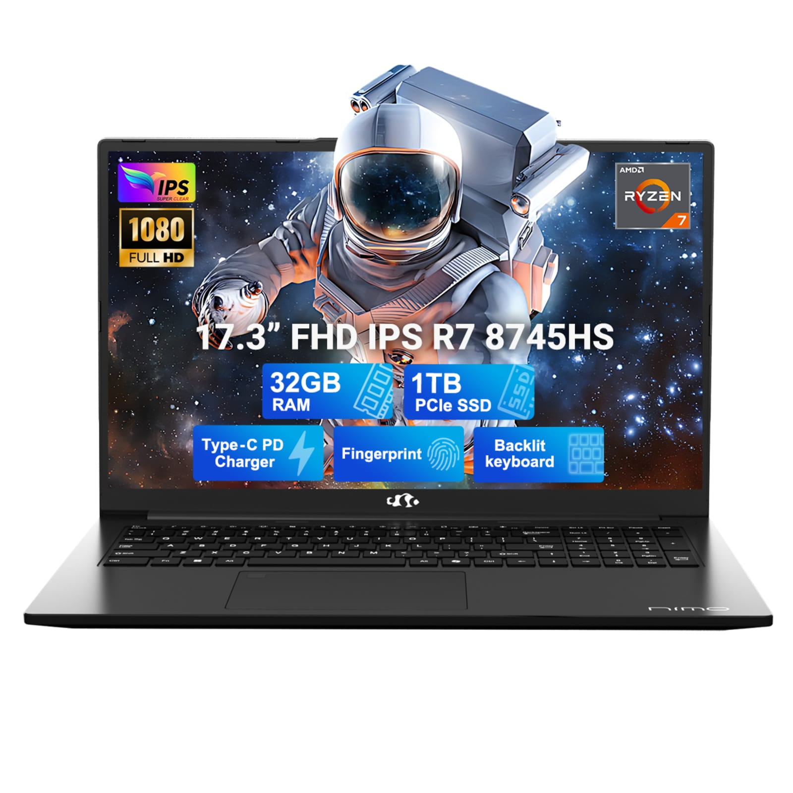 17.3" IPS FHD-Gaming-Laptop, AMD Ryzen 7 8745HS 32GB DDR5 RAM 1TB SSD ...