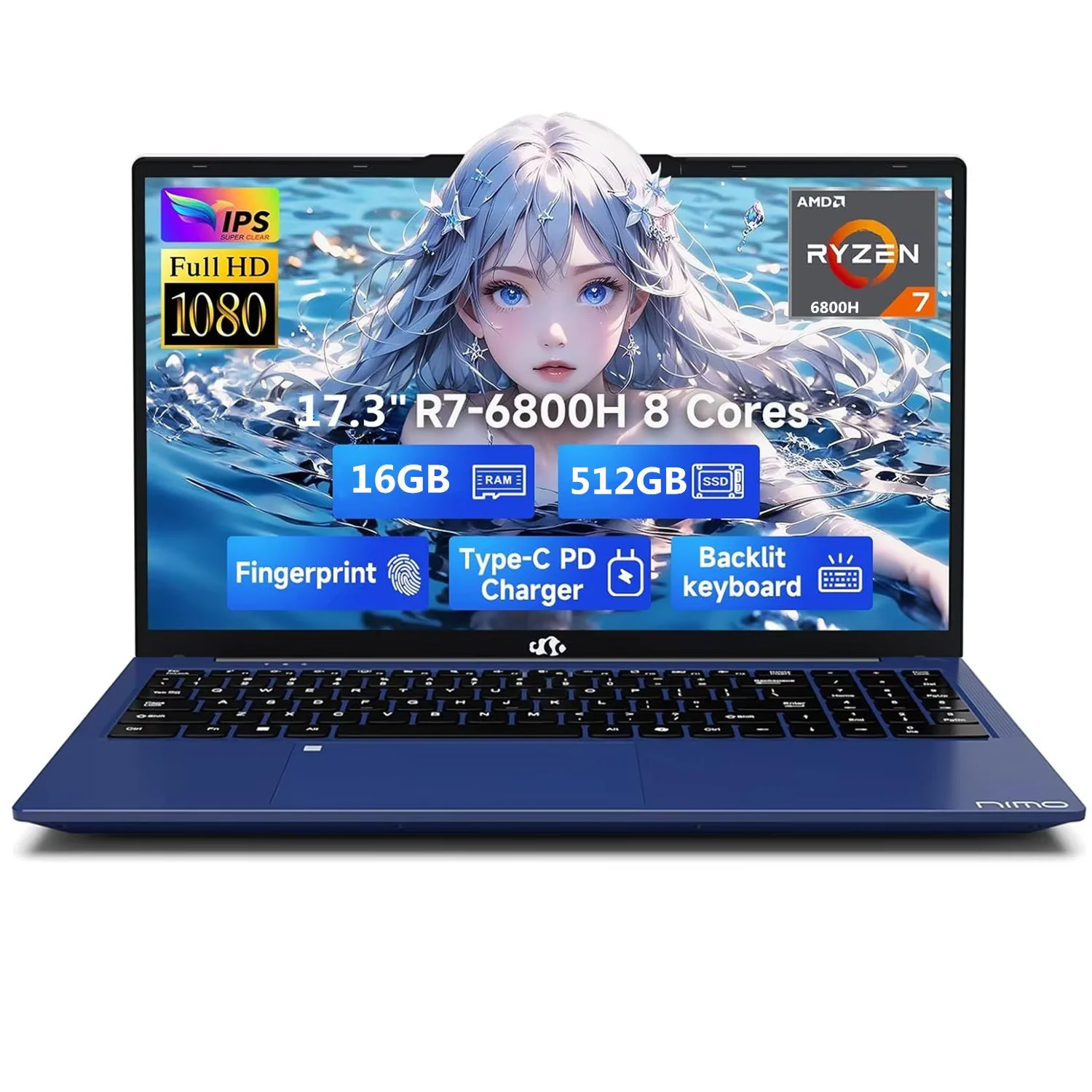 17.3" IPS FHD Gaming Laptop, Business Laptops, 8 Cores AMD Ryzen 7 ...