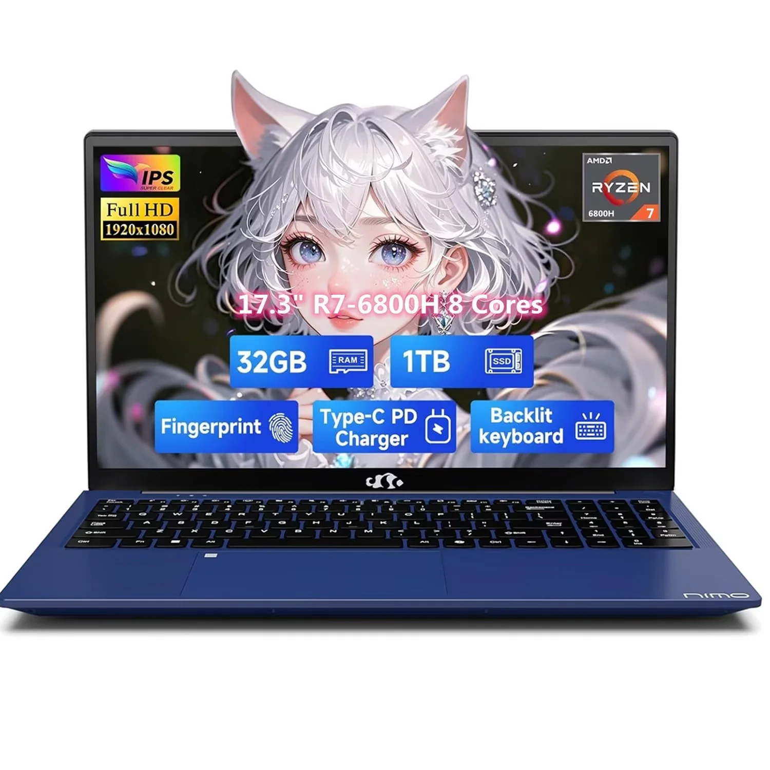 17.3" IPS FHD Gaming Laptop, Business Laptops, 8 Cores AMD Ryzen 7 ...