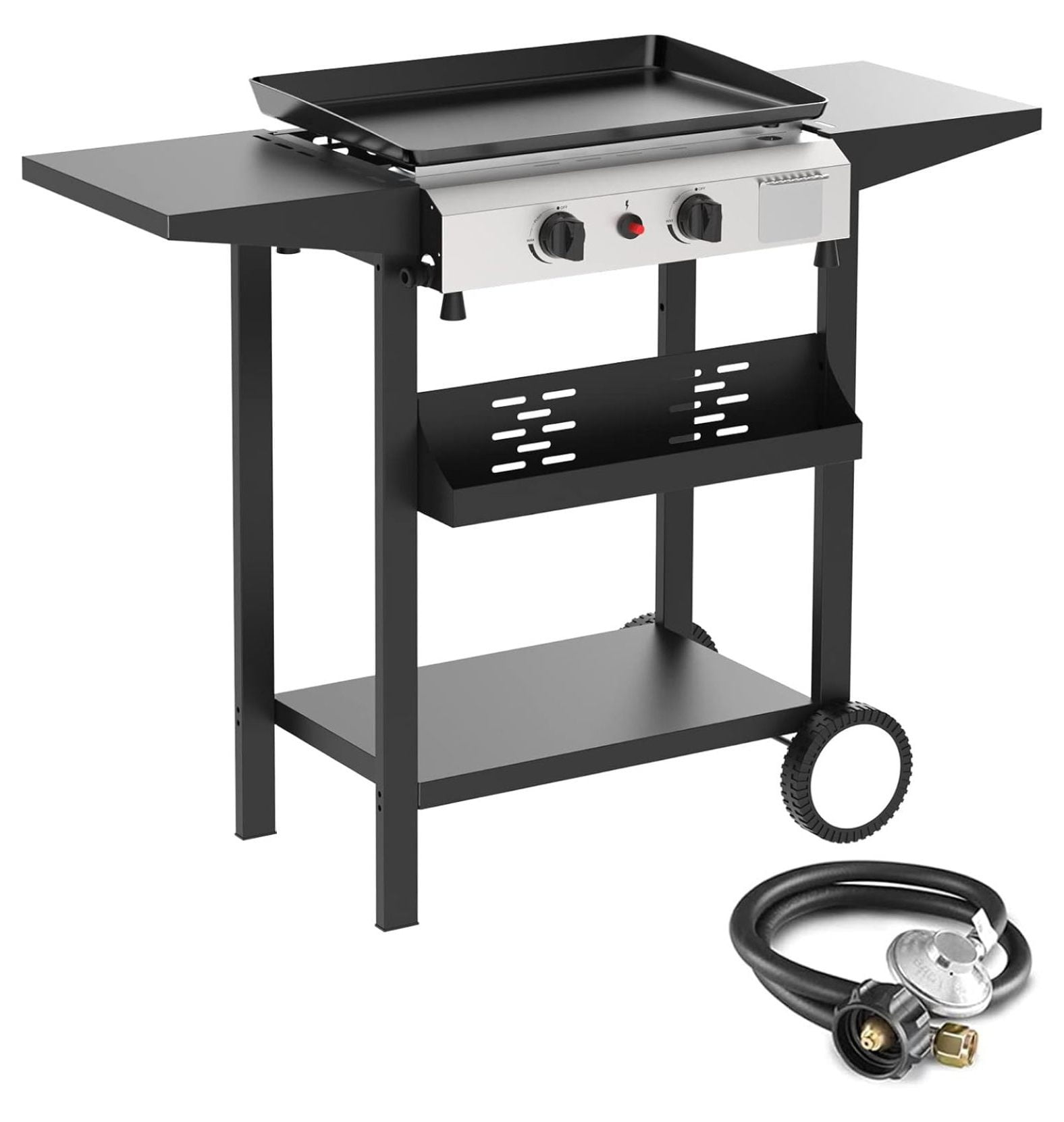 17.3 Inch 2 Burner BBQ Gas Grill Griddle, Stainless Steel Portable ...