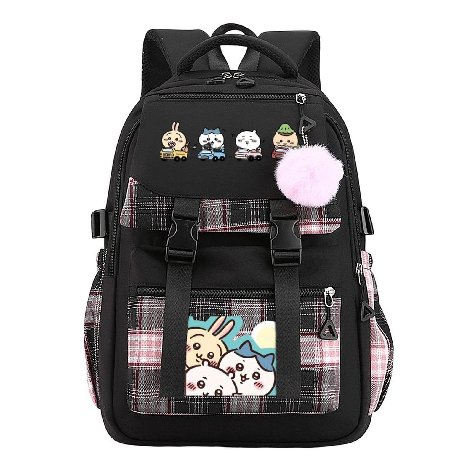 17.3 Inch Anime Chiikawa Backpack Cartoon Hachiware Plaid Bookbag ...