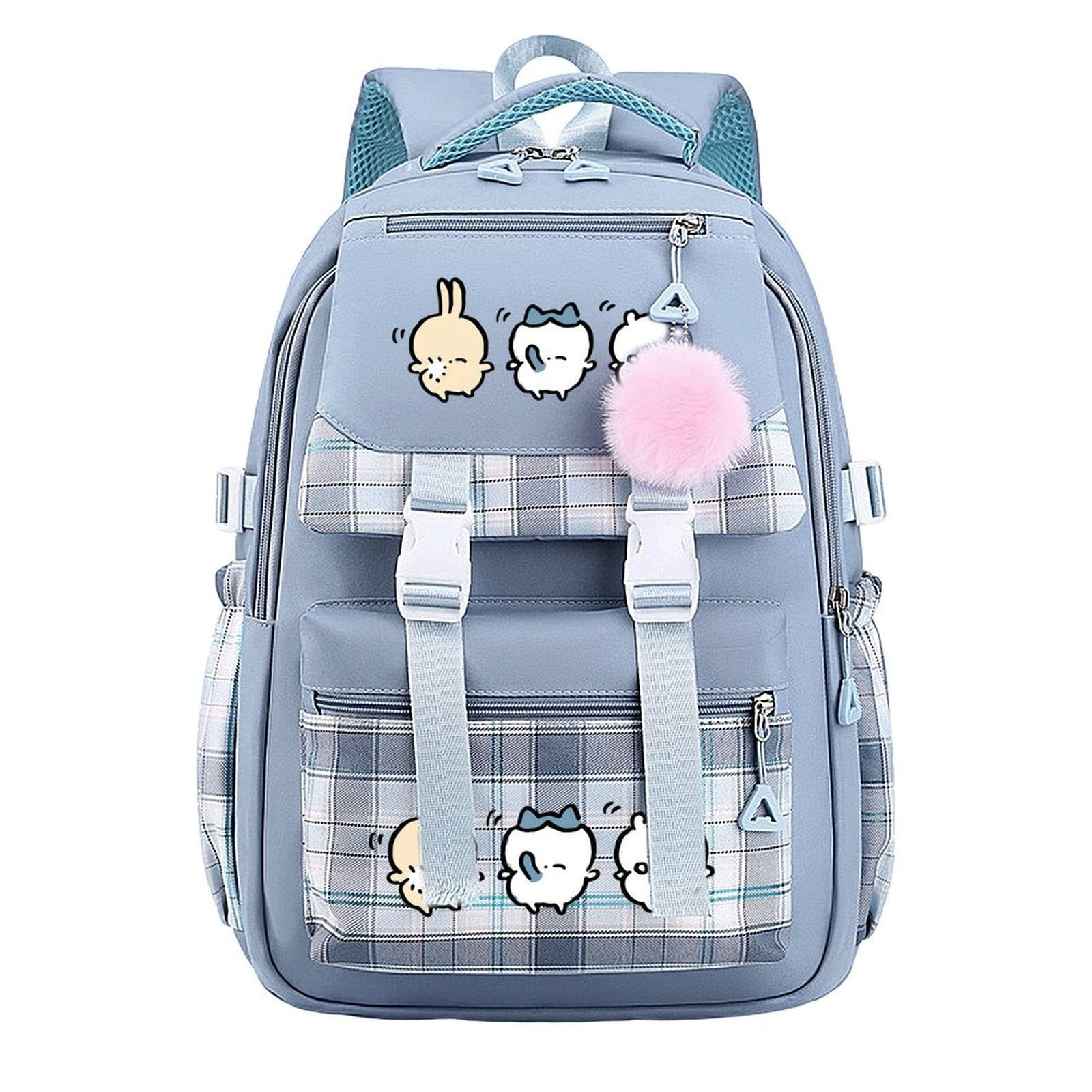 17.3 Inch Anime Chiikawa Backpack Cartoon Hachiware Plaid Bookbag ...
