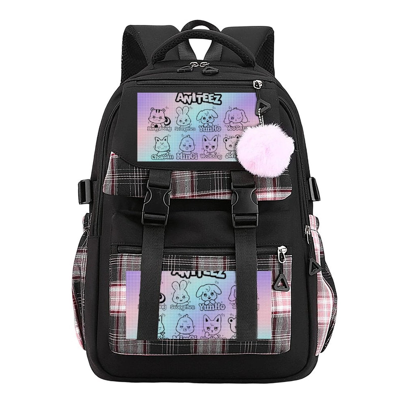 17.3 Inch Ateez Backpack Kpop Merch Ateez Plaid Schoolbag Casual Travel ...