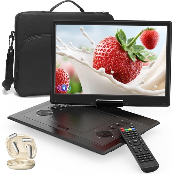 17.3" Portable DVD Player with Bluetooth Headphones, 15.4″ Wide-Viewing ...