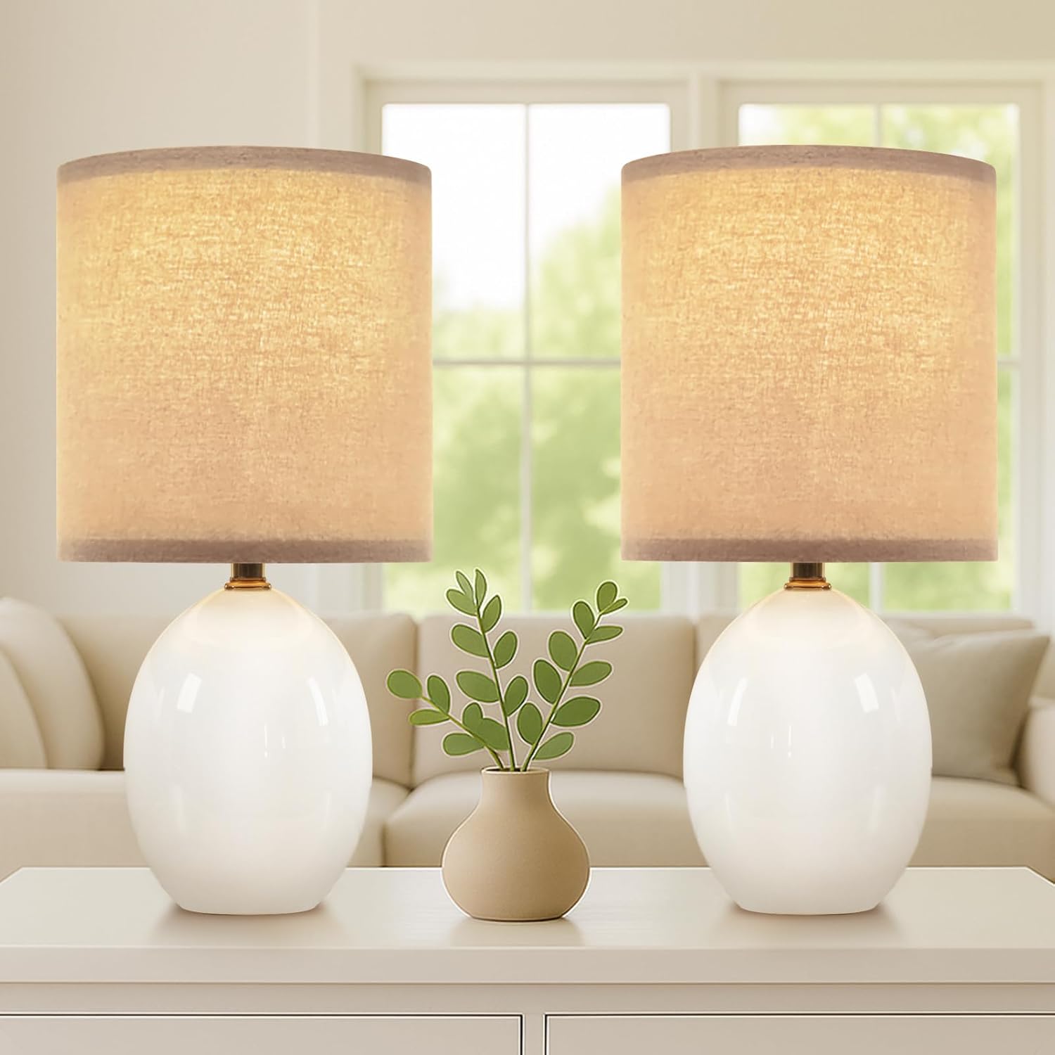 17.3" Table Lamp Bedside Lamps Set of 2, Lamps for Living Room Bedroom ...