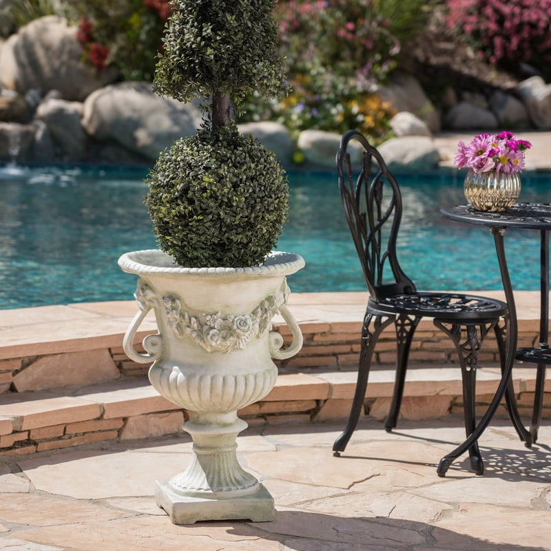 17.3" W x 24" H White Magnesium Oxide Planter Pot - Ideal for Backyard ...