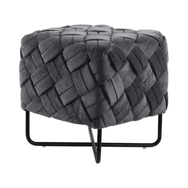 17.3 x 17 x 17 in. Gray Velvet & Black Cube Ottoman - Walmart.com