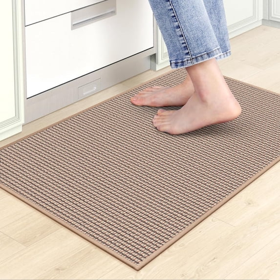 17.3"x28" Brown Washable Kitchen Runner Rug, Non-Slip Absorbent Floor ...