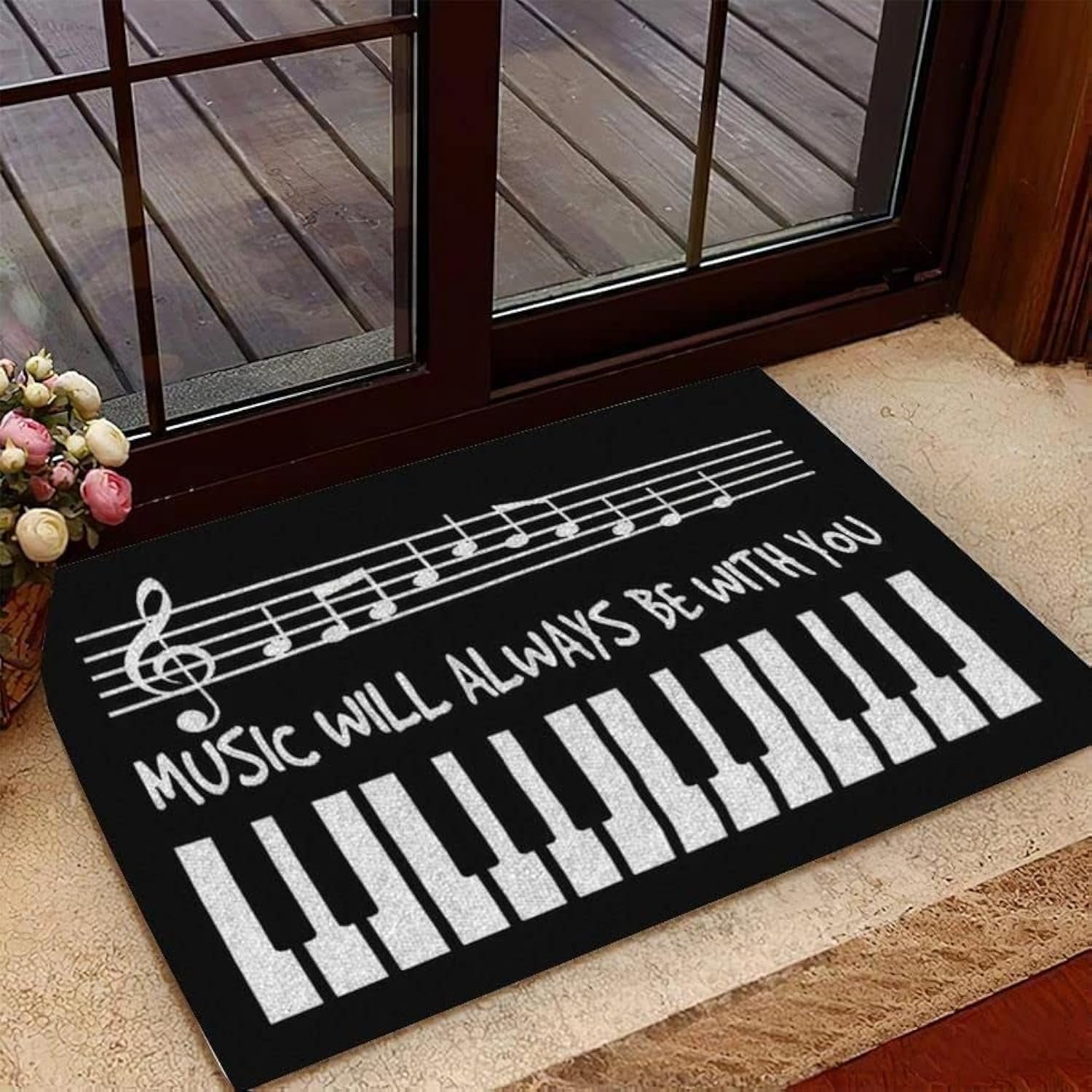 17*30inches Floor Rug Door Mat Piano Keyboard Music Always Be with You ...