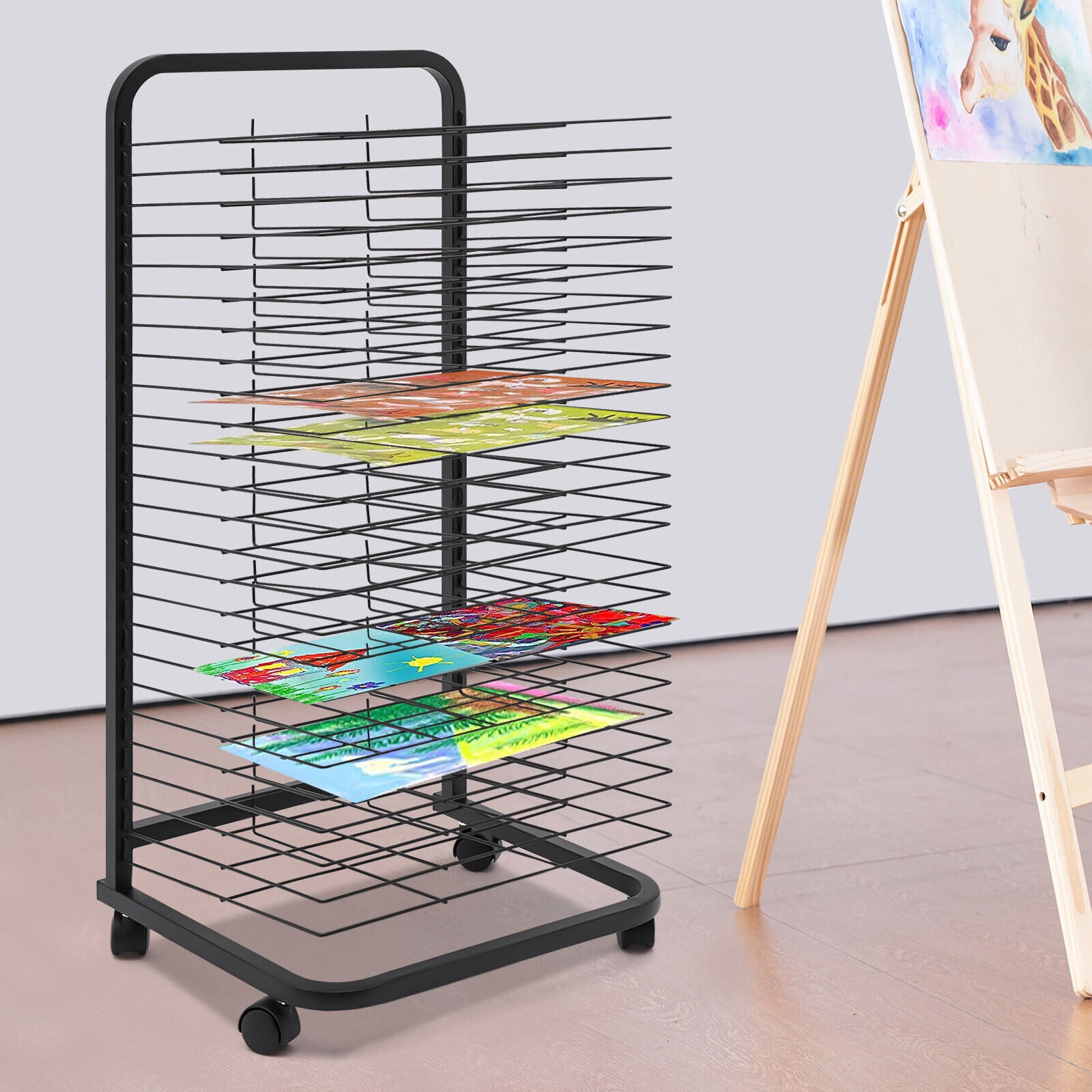 17.32*13.78*30.71in Art Drying Rack -20/25 Flexible Shelves, Mobile ...