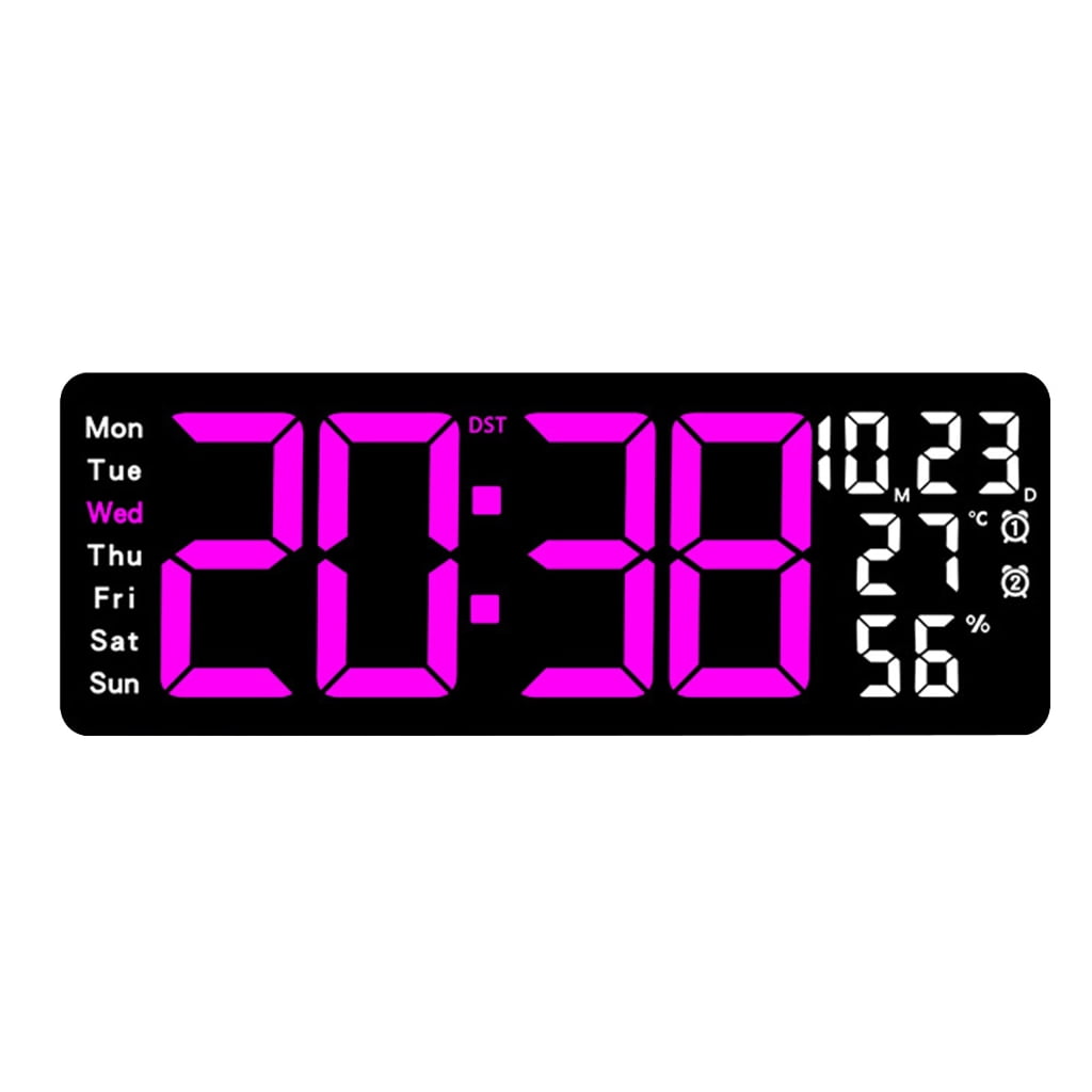 17.3Inch LED Digital Wall Clock with Remote Control Temperature Sensors ...