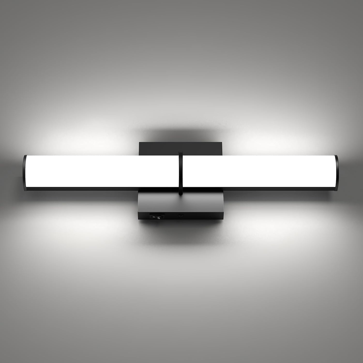 17.3Inch Modern Black Vanity Light Fixture with Switch, 12W 5000K Led ...