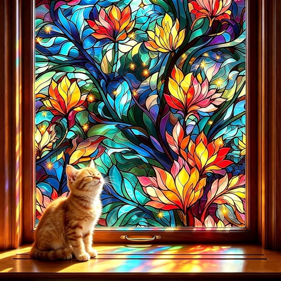 17.5"x157.5" Privacy Window Film Stained Glass Decorative Window Film ...